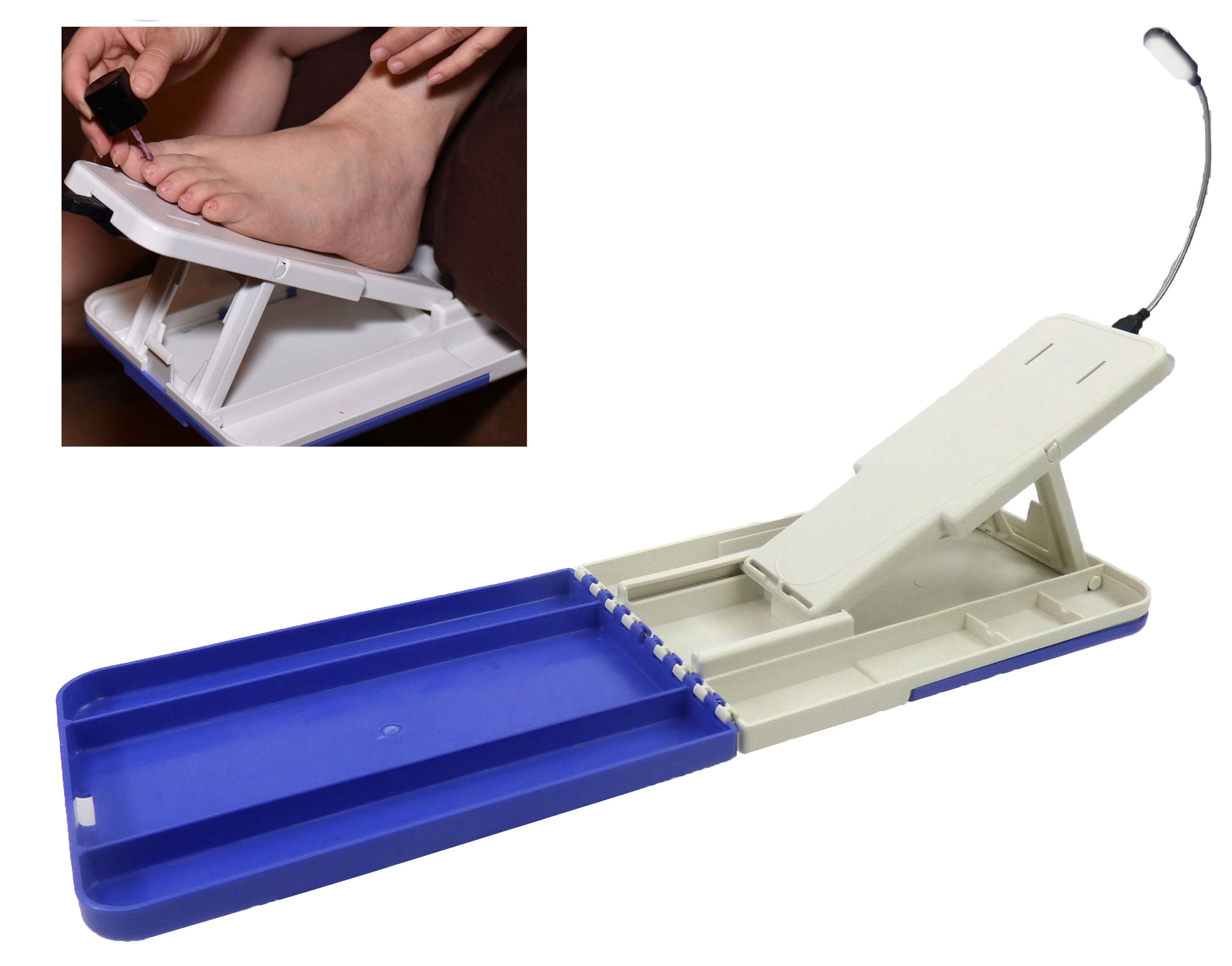 Portable Adjustable Pedicure Footrest Stool with LED Light - Salon ...