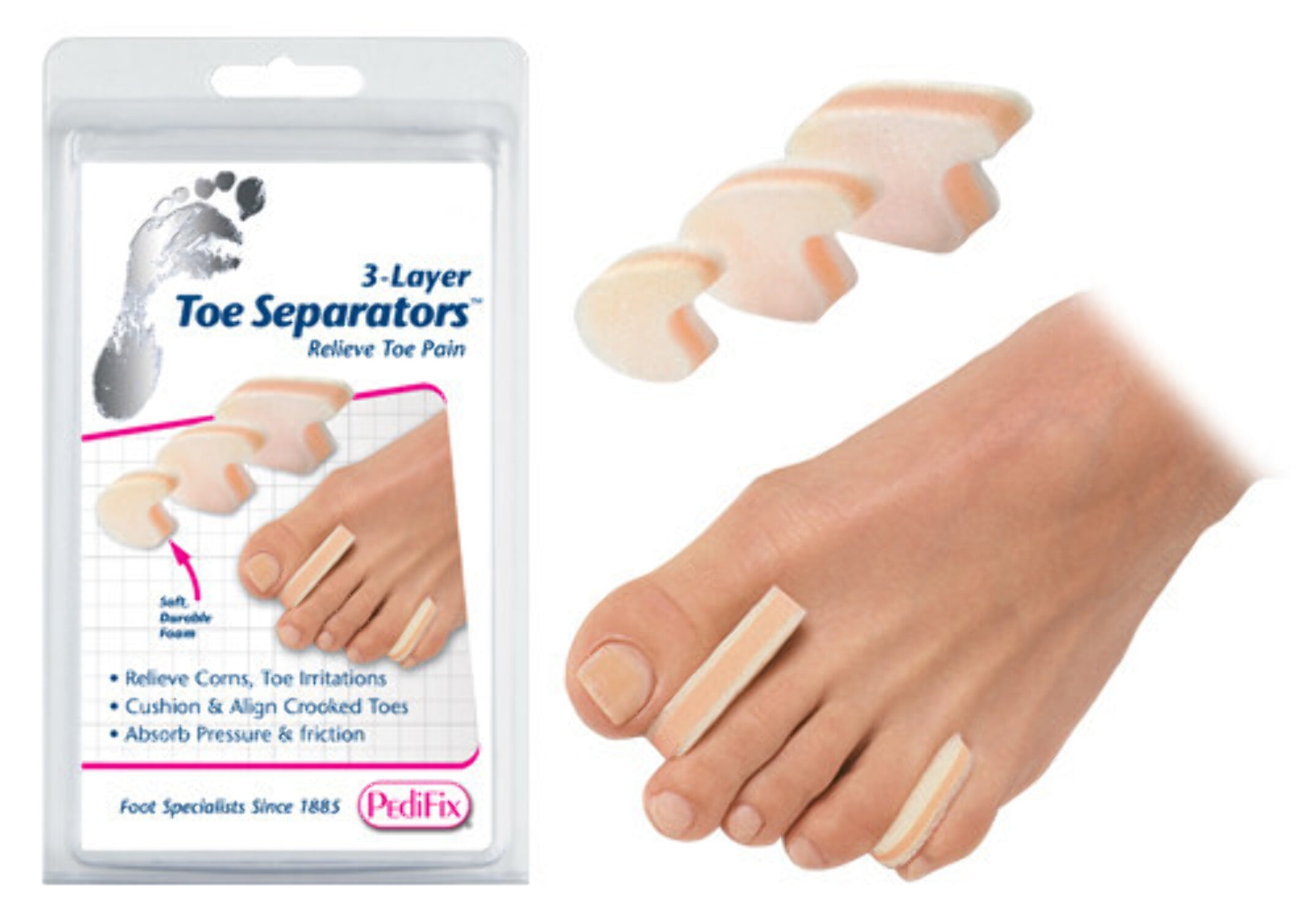 Pedifix 3-Layer Toe Separators - 6 Pack, Medium HSA/FSA Eligible ...