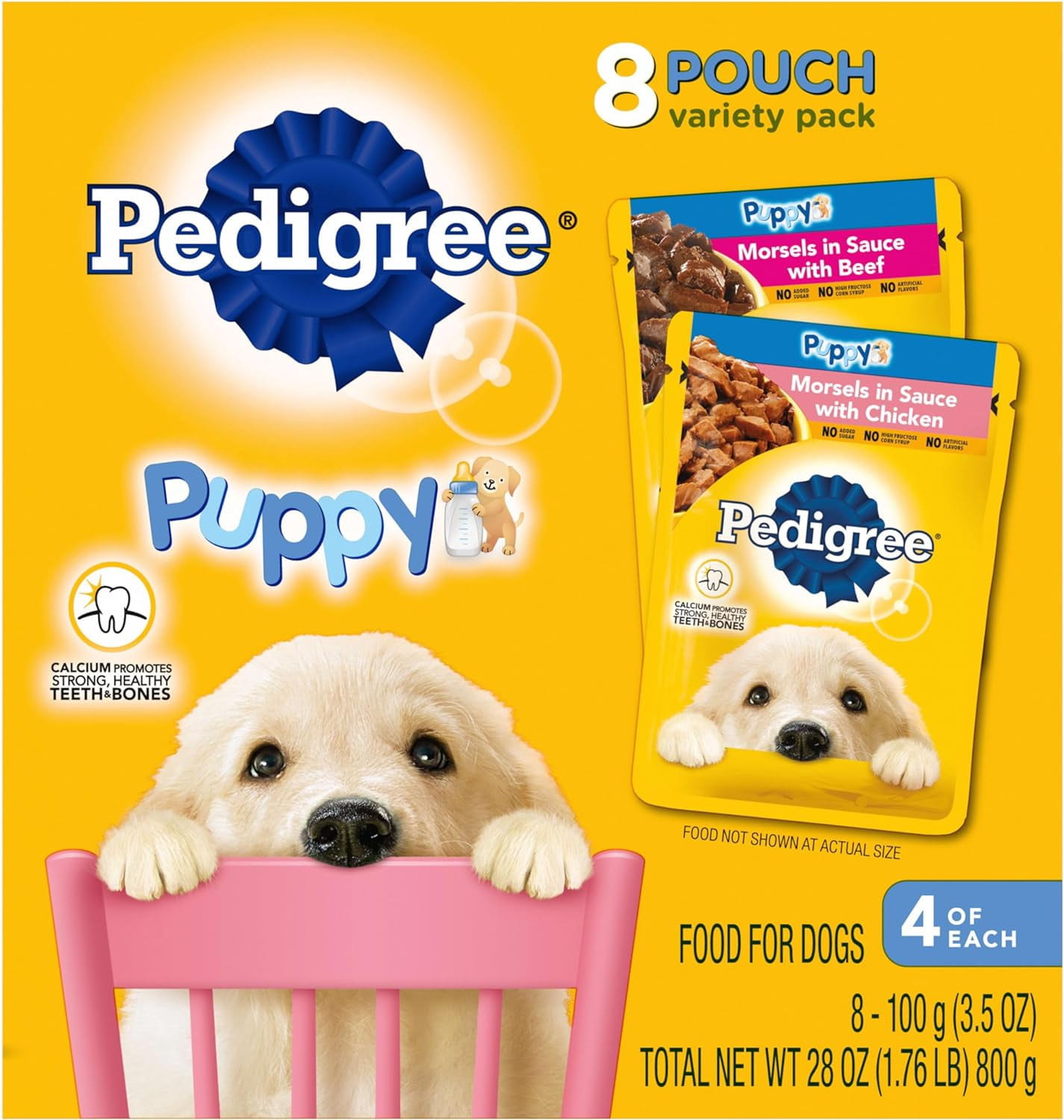 Pedigre Pupy Meaty Flavors Wet Dog Food for Pupy Variety Pack, (8) 3.5 ...