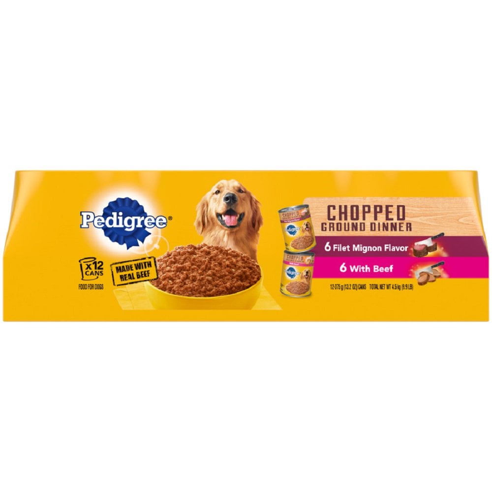 Pedigree Chopped Ground Dinner Adult Wet Dog Food Variety Pack Filet ...