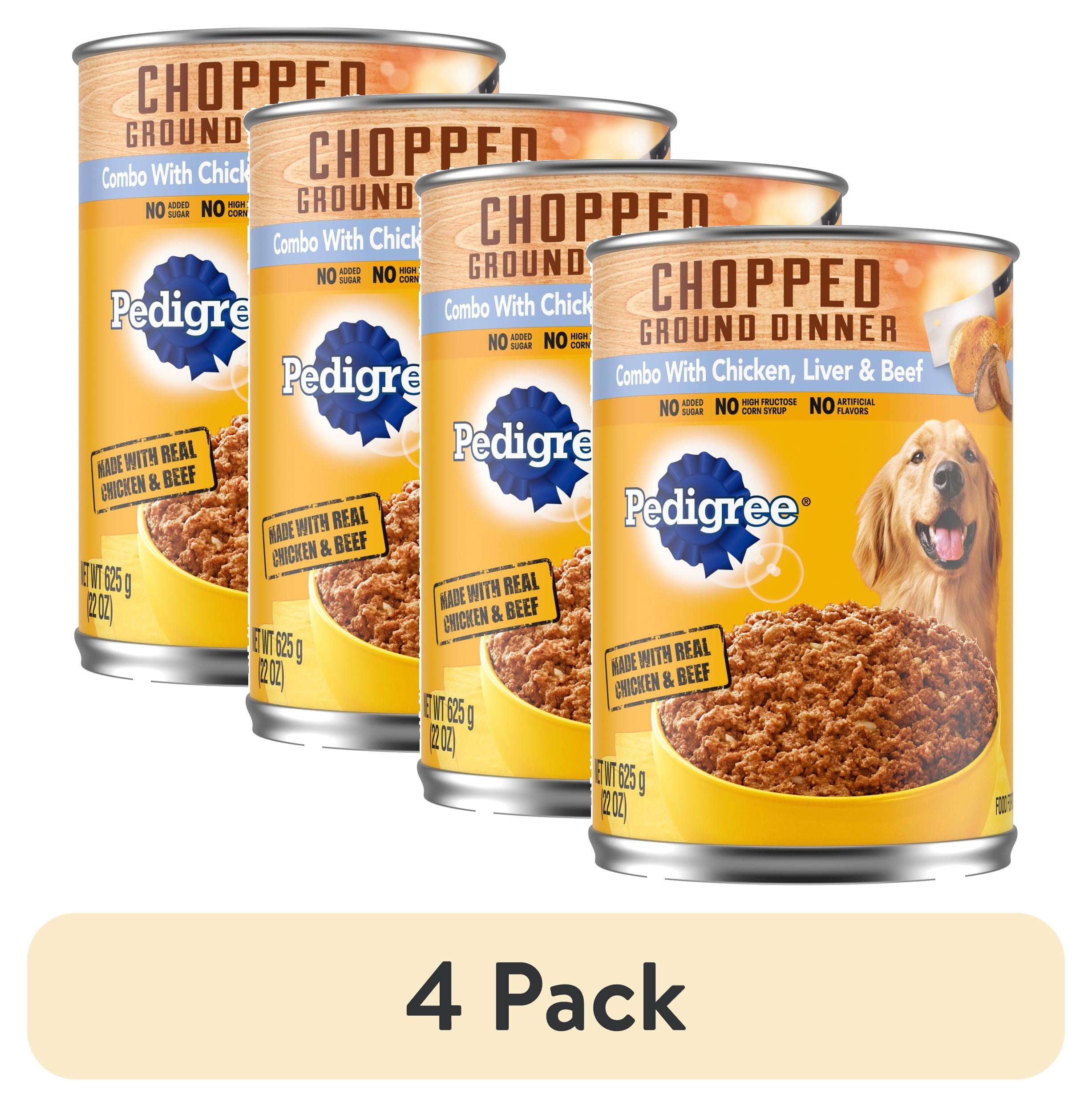(4 pack) Pedigree Chicken, Beef & Liver Flavor Ground Wet Dog Food for ...
