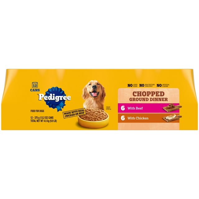 Pedigree Adult Complete Wet Food - Chopped Ground Dinner Multipack Beef ...