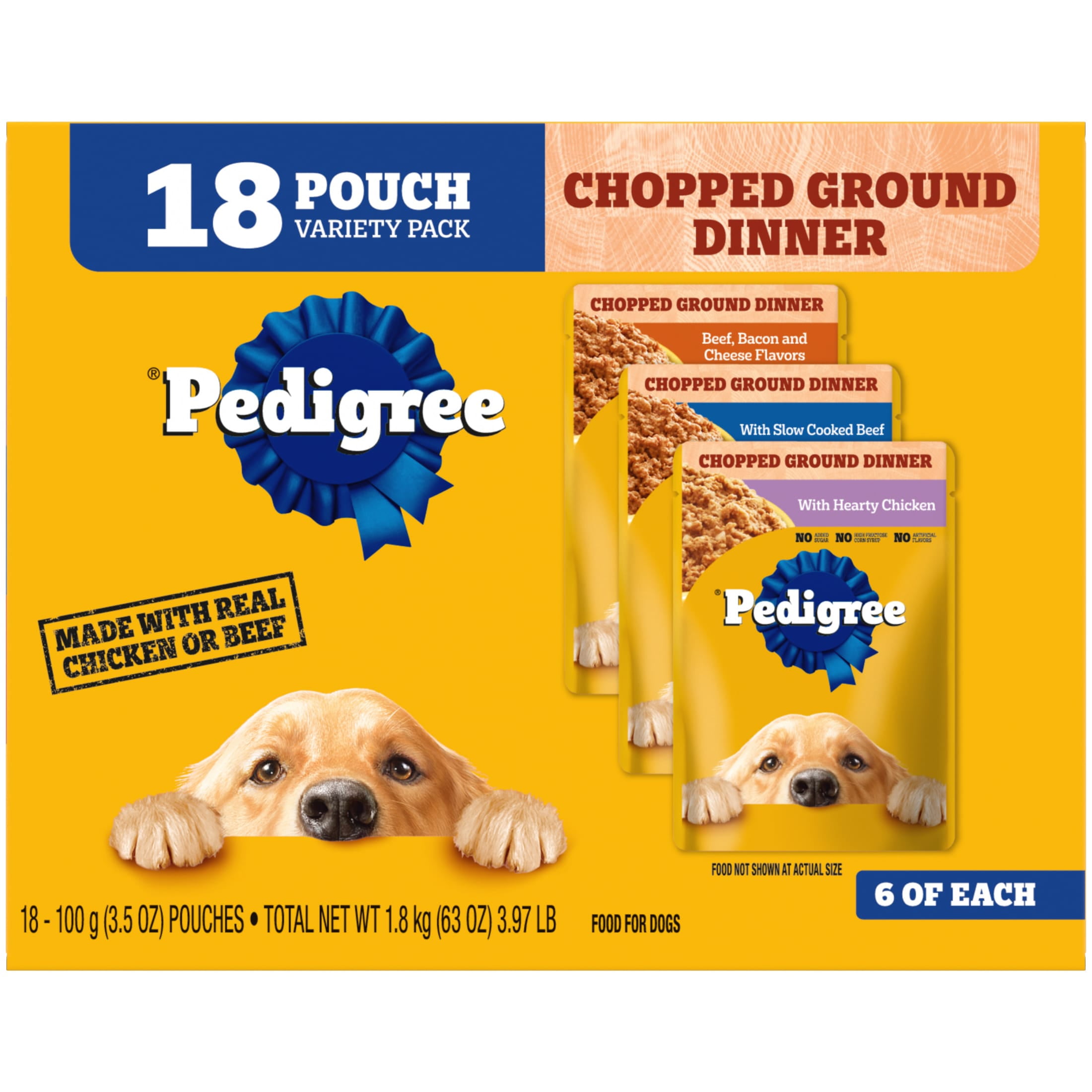 Pedigree Chopped Ground Dinner Adult Wet Dog Food Cheese Variety Pack ...