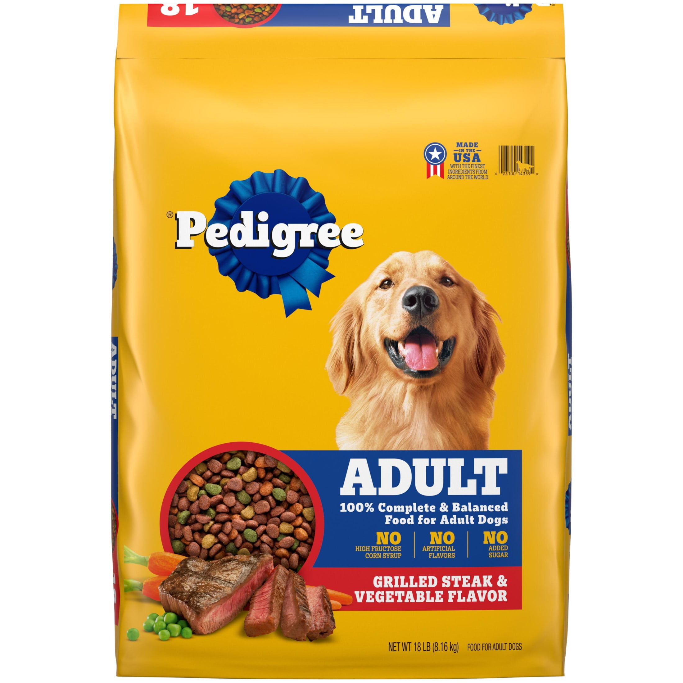 Pedigree Adult Dog Food, Complete Nutrition Grilled Steak & Vegetable ...