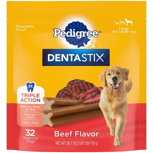 Pedigree Dentastix Large Dog Dental Treats Beef Flavor Dental Bones, 1. ...