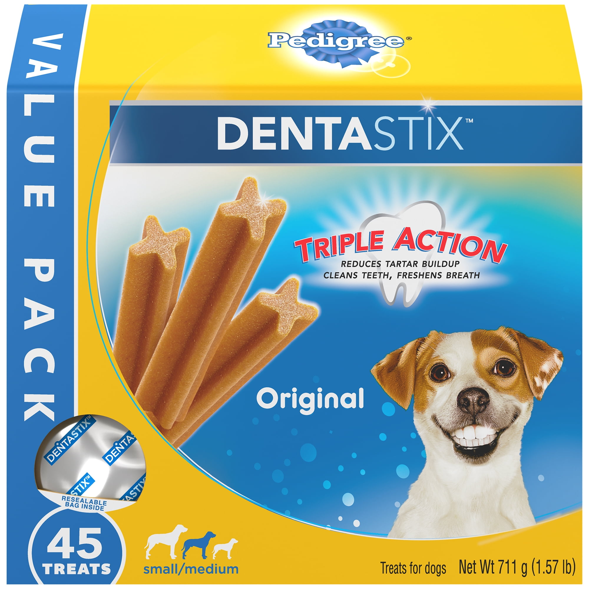 Pedigree Dentastix Dog Dental Chews, Original, 1.57 lb (45 Treats ...