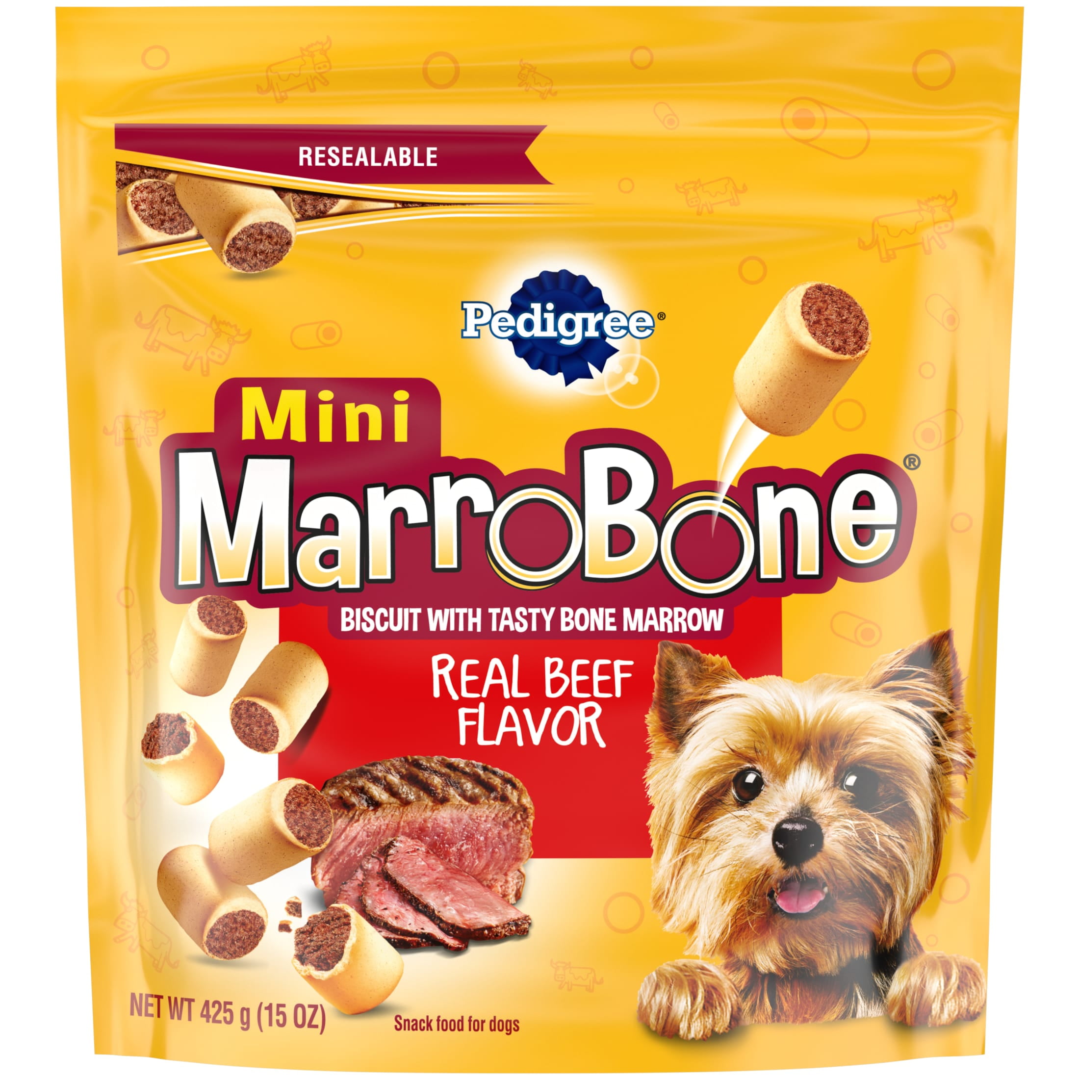 Pedigree Marrobone Mini Snacks for Dogs, Beef Flavor, Chews enriched ...