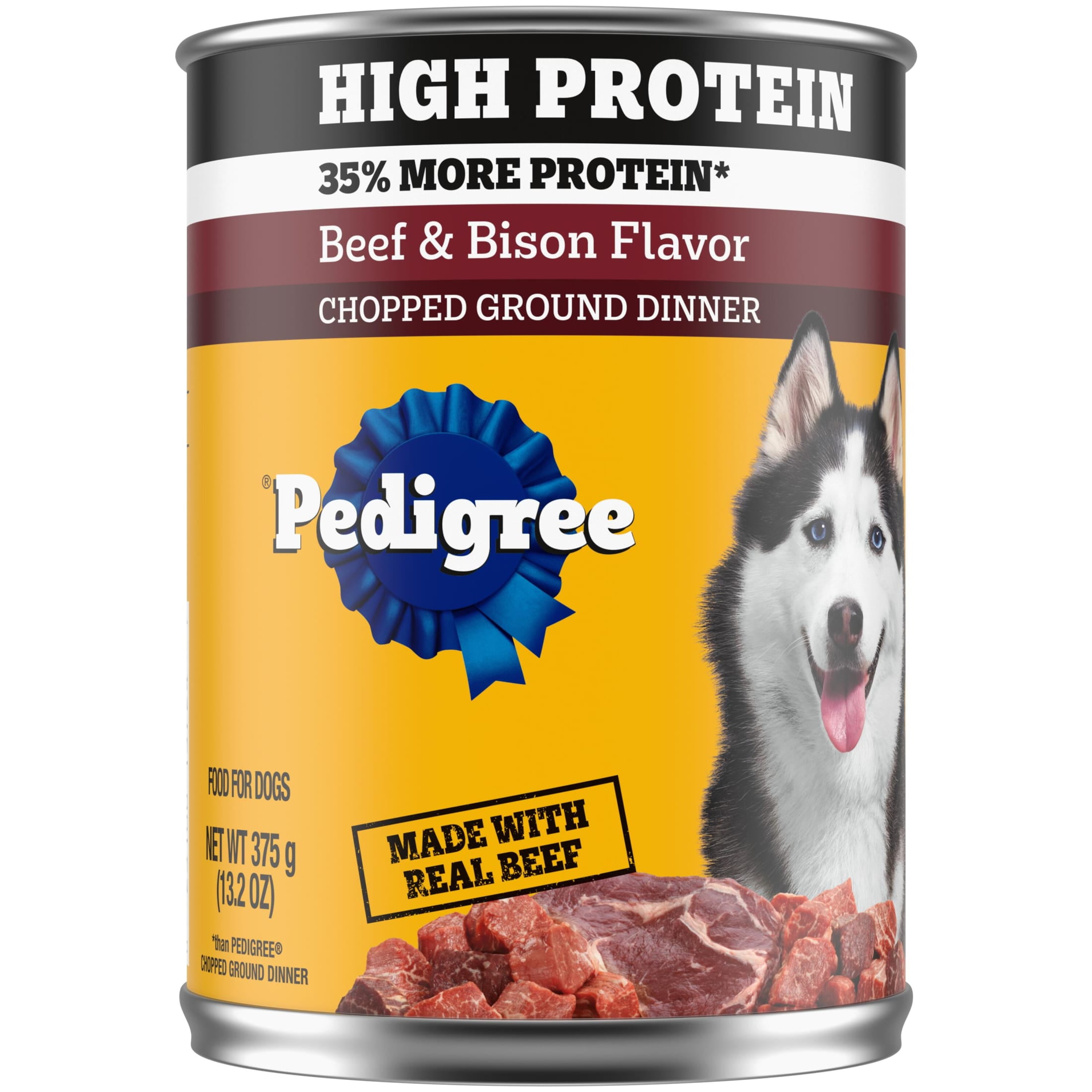 Pedigree High Protein Adult Canned Wet Dog Food, Chopped Beef & Bison ...