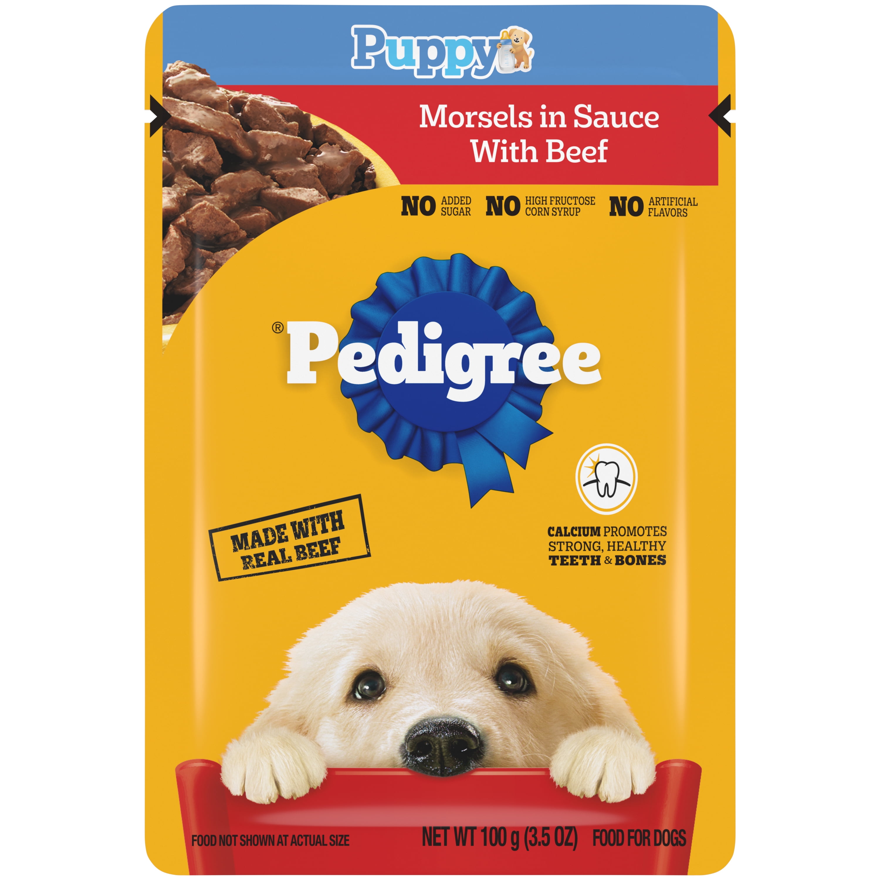 Pedigree Pouch Puppy Soft Wet Dog Food Morsels In Sauce With Beef, 3.5 ...