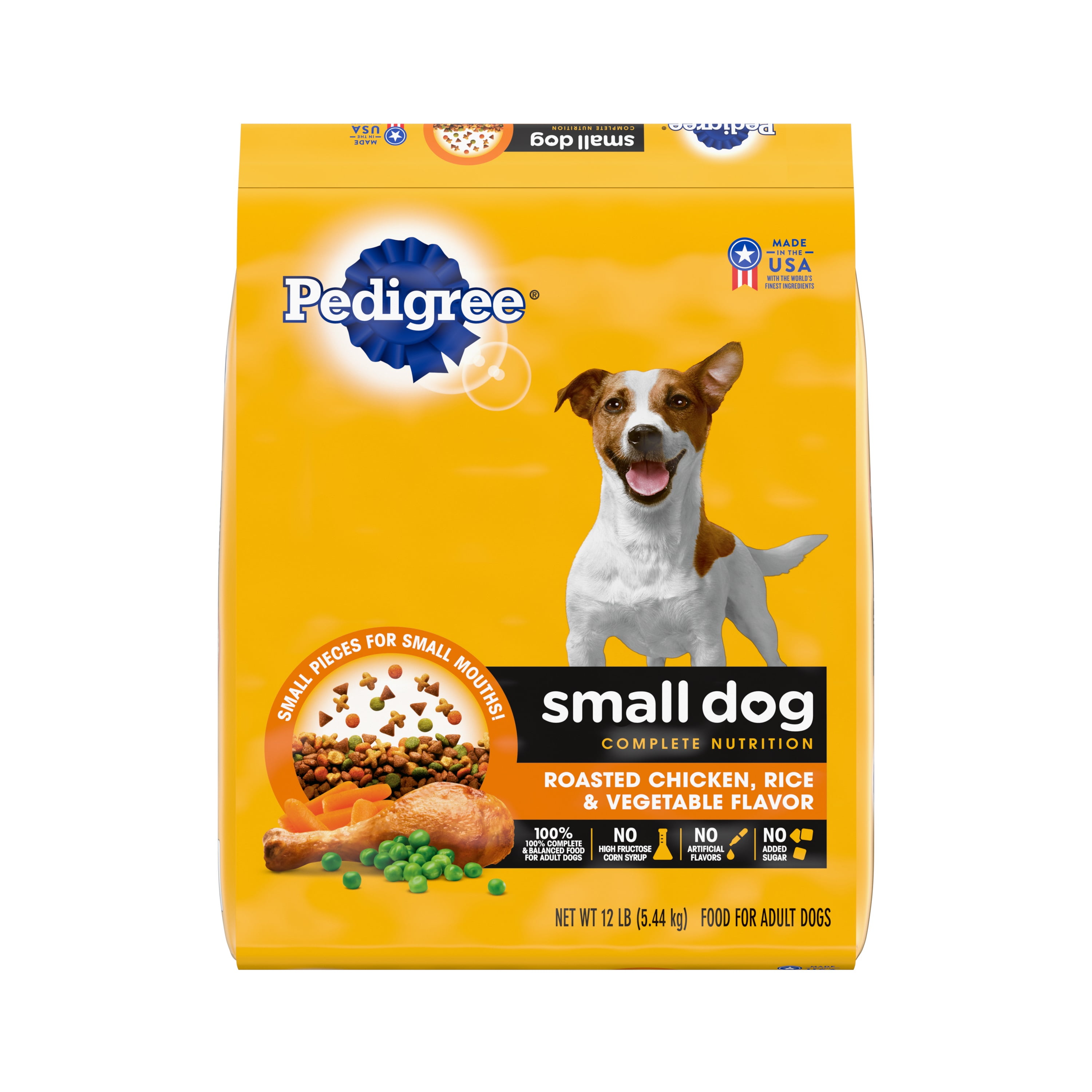 Pedigree Small Dog Food Roasted Chicken, Rice & Vegetable Flavor, 12lb ...