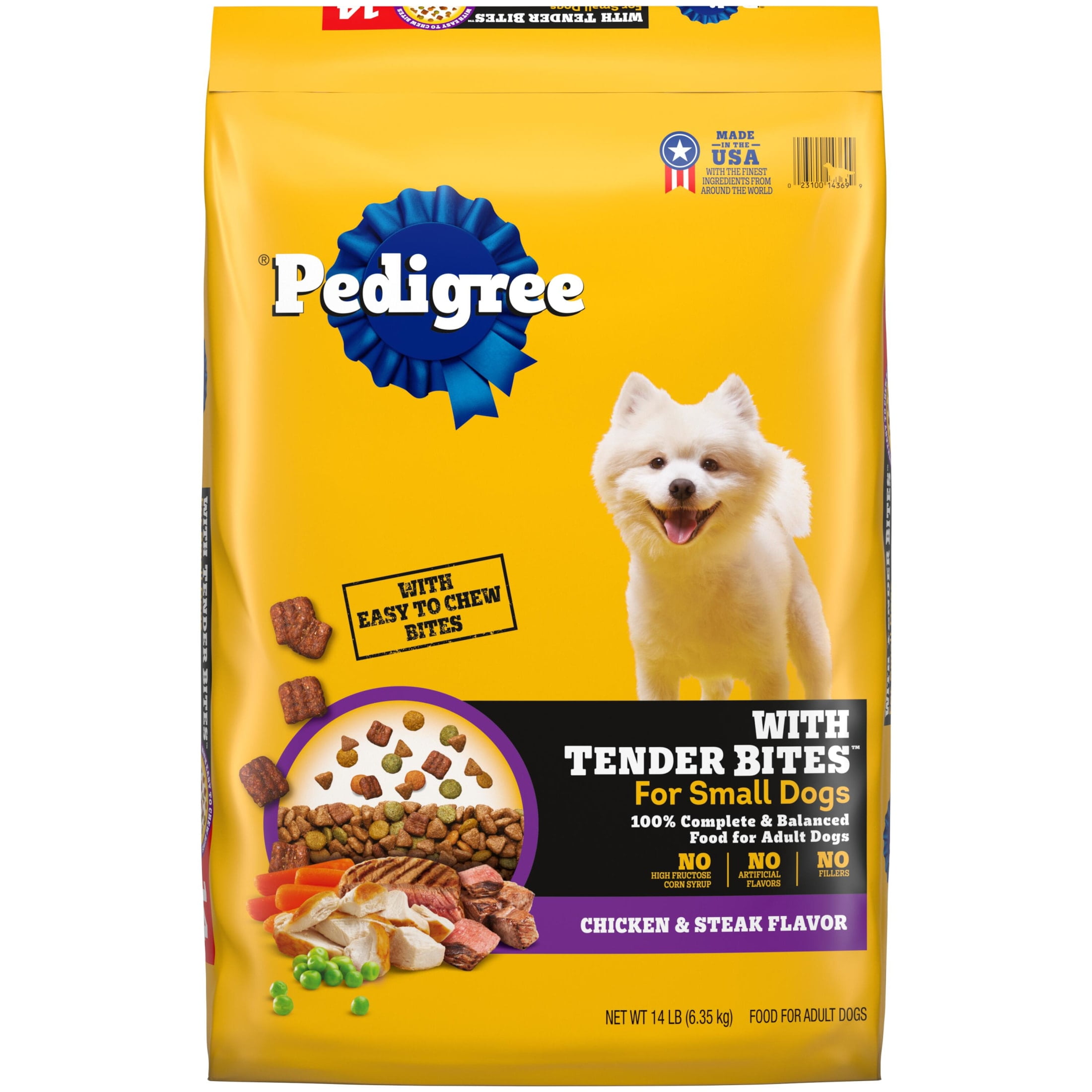 Pedigree Dog Food with Tender Bites Chicken and Steak, 14 Lb Bag, Small ...