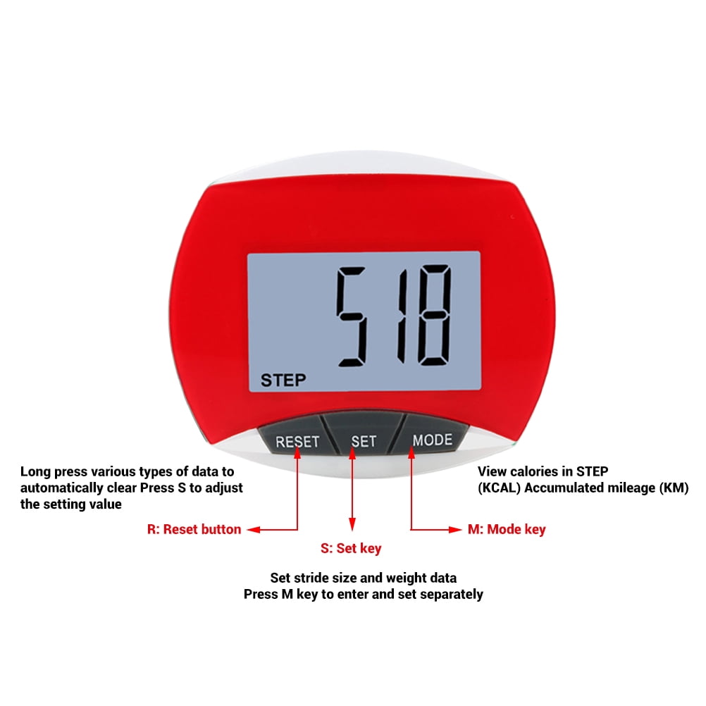 Pedometer Walking Step Counter with Belt Clip Multifunctional Pedometer LCD Display Fitting ...