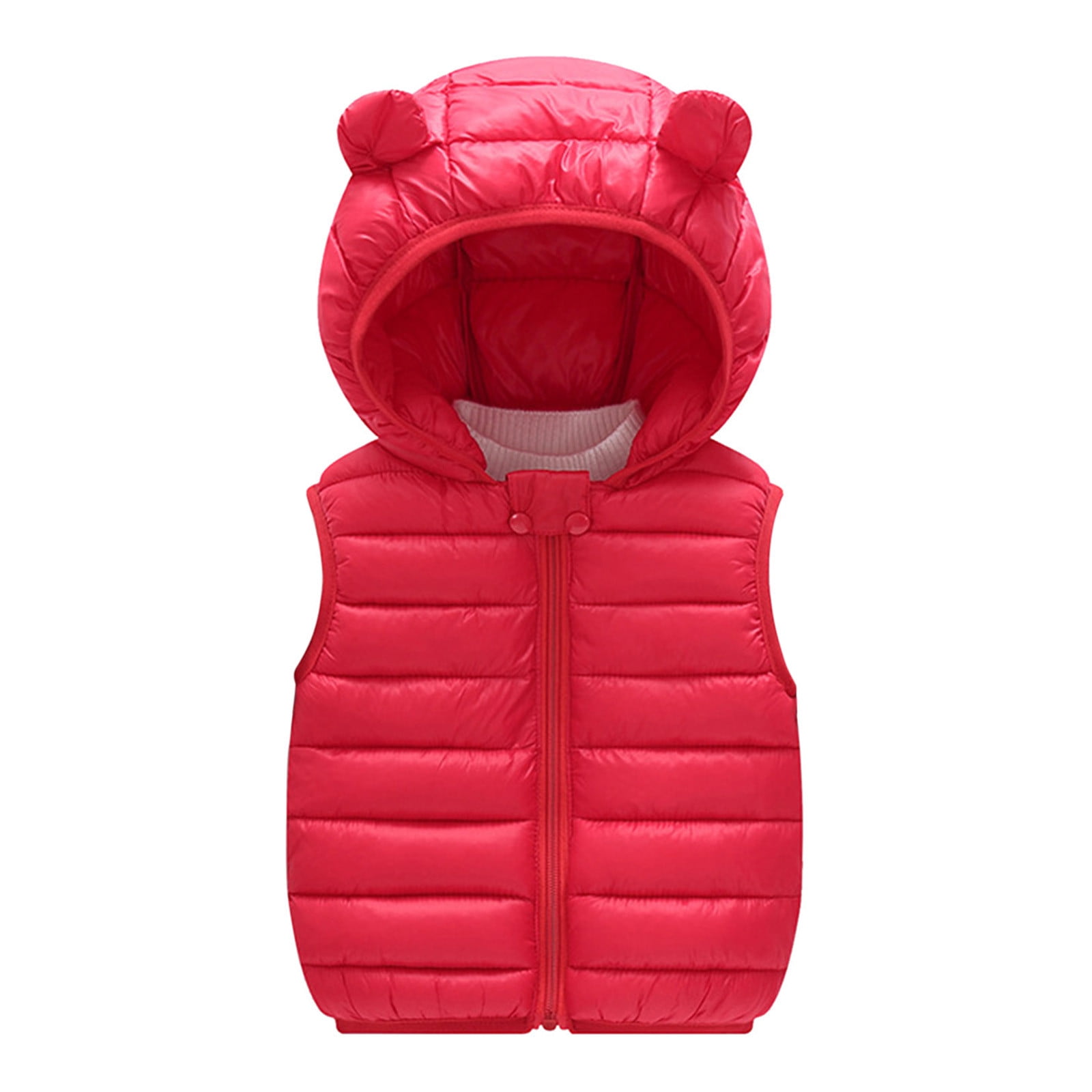 Pedort Boys Girls Winter Puffer Vest Hooded Lightweight Down Vest Red ...