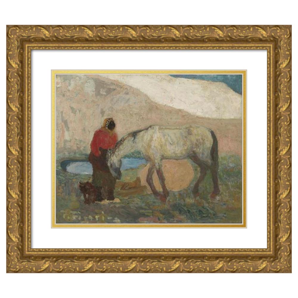 Pedro Figari 14x12 Gold Ornate Wood Frame and Double Matted Museum Art ...