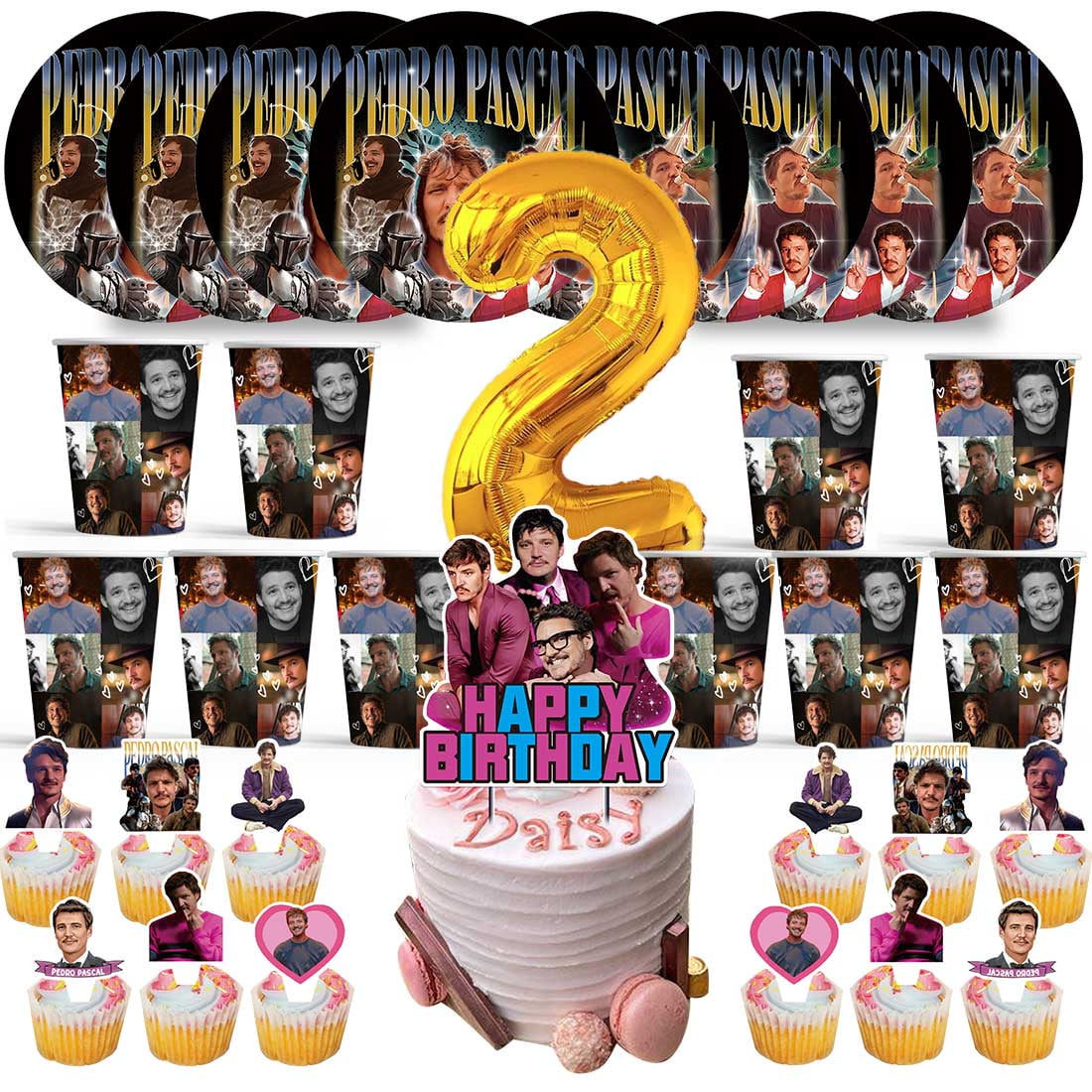 Pedro Pascal Birthday 2nd Cups Party Supplies Plates Fans Decorations ...