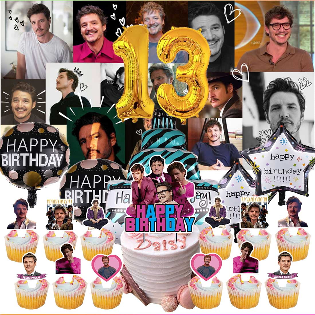 Pedro Pascal Party Supplies Decor 13th Kit Balloons Birthday Cake ...
