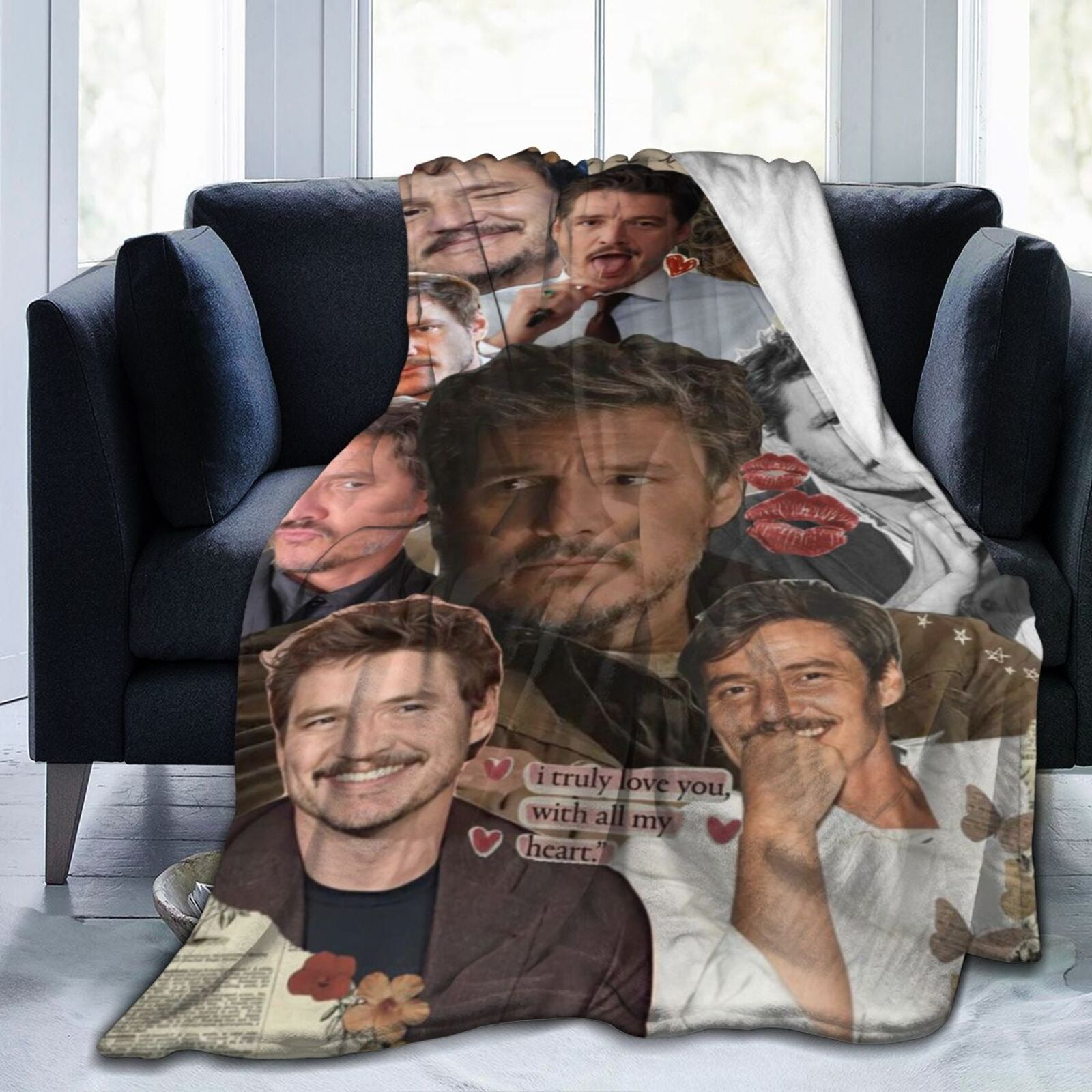 Pedro Pascal Photo Collage Blanket - Soft Flannel Bedspread and Sofa ...