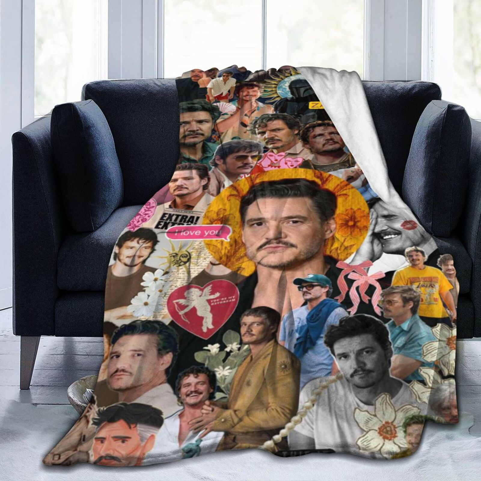 Pedro Pascal Photo Collage Blanket - Soft Flannel Bedspread and Sofa ...