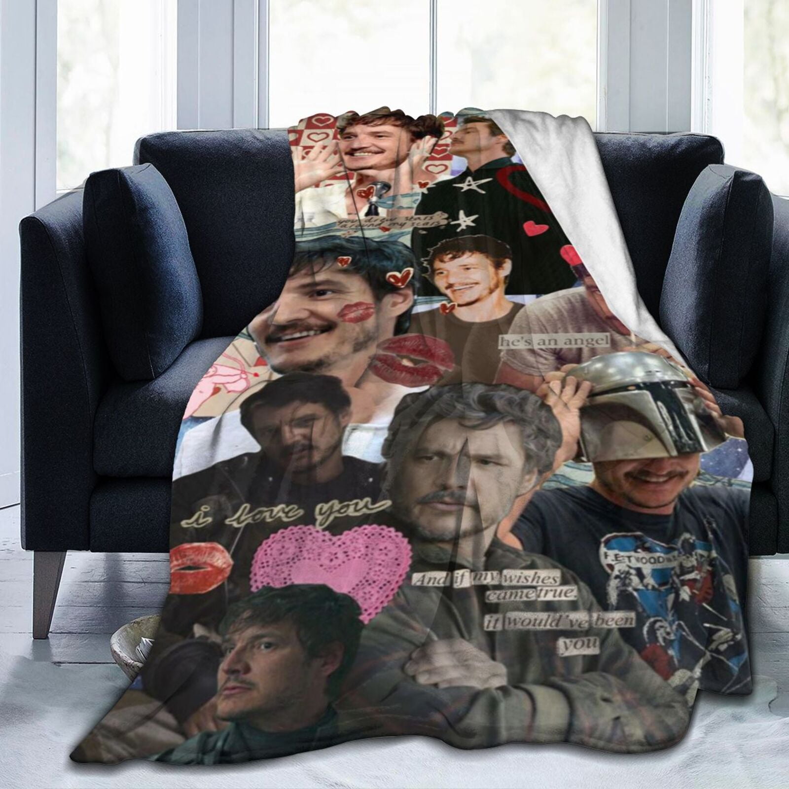 Pedro Pascal Photo Collage Blanket - Soft Flannel Bedspread and Sofa ...