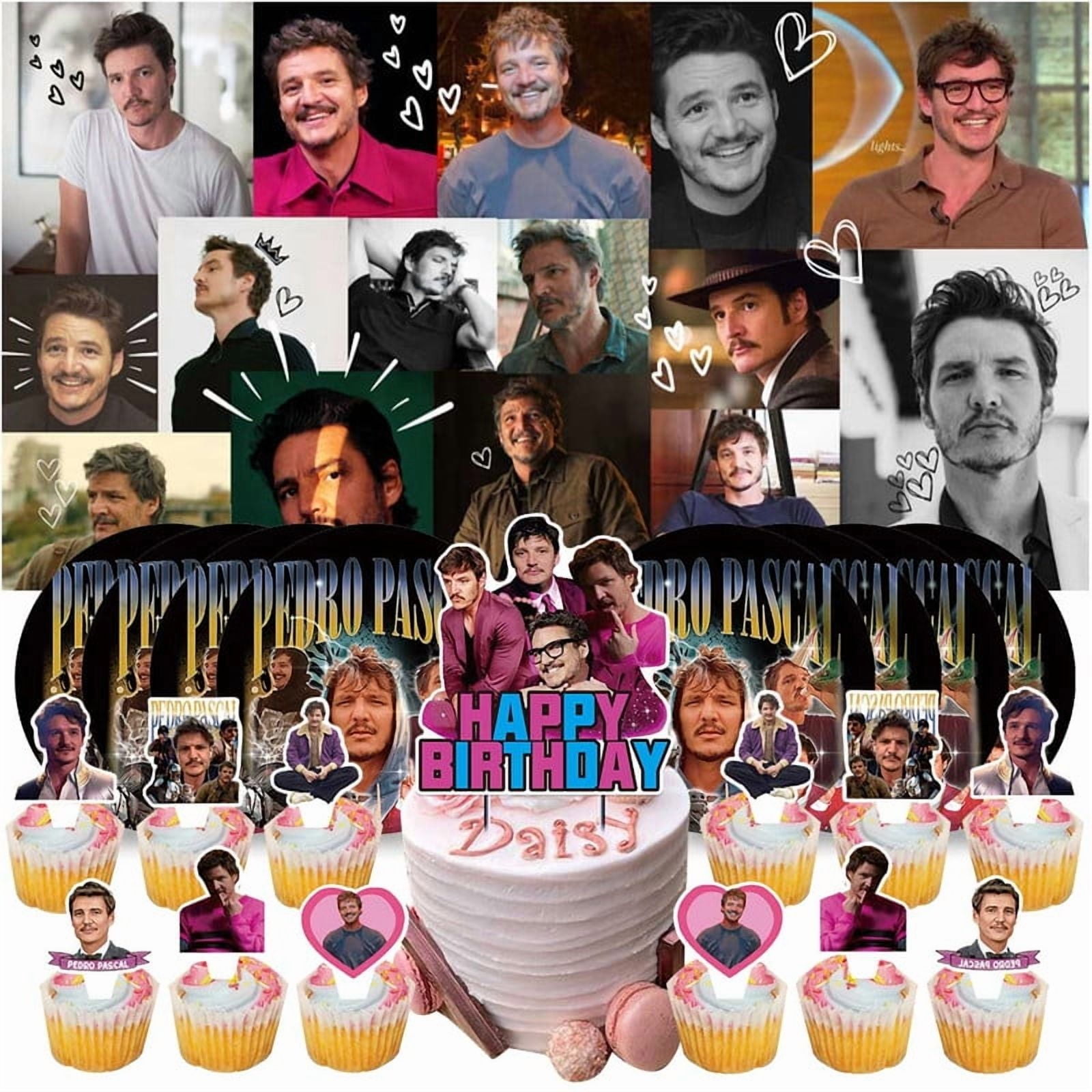 "KANHAODECOR Pedro Pascal Birthday Decorations, Plates, Backdrop, Cake ...