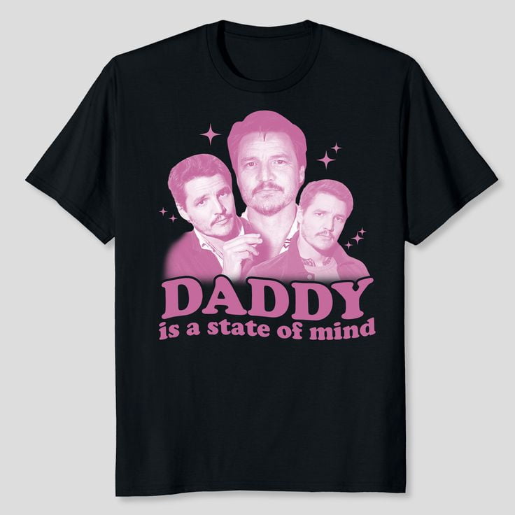 Pedro Pascal Shirt, Daddy Is A State Of Mind, Black/Navy/Dark Heather ...