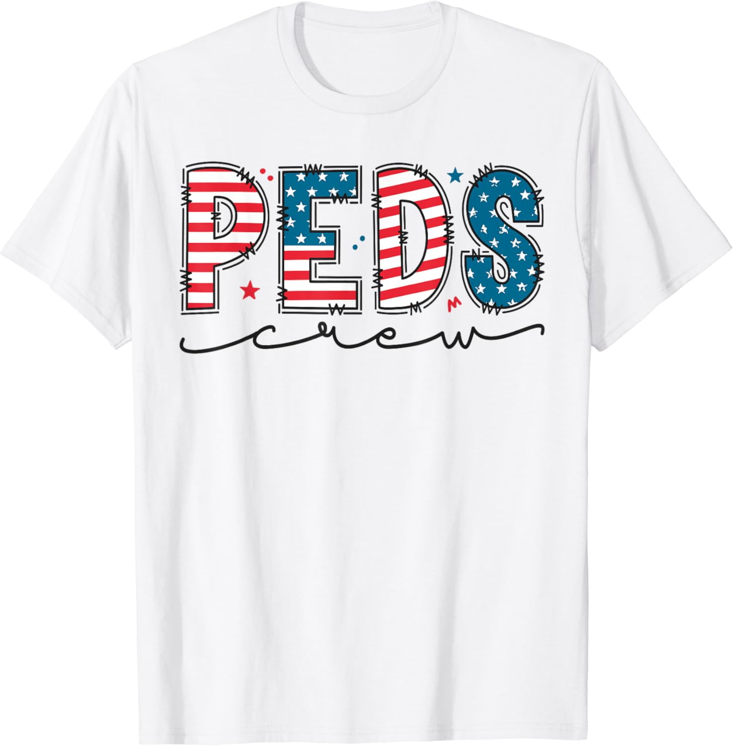 Peds Crew 4Th Of July Patriotic Pediatric Nurse Usa Flag T-Shirt ...