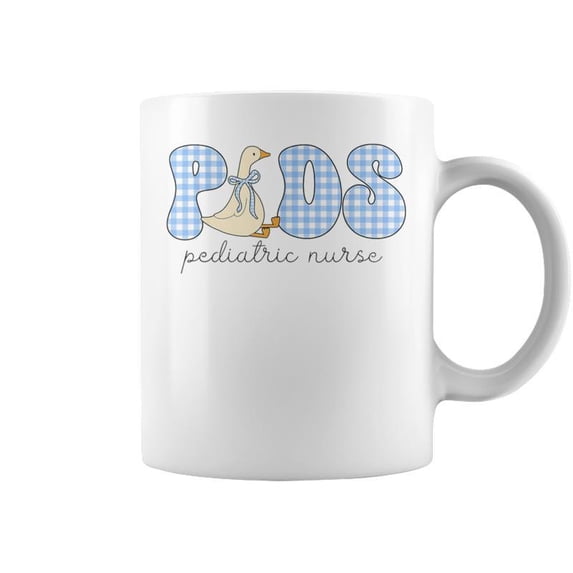 Peds Goose Pediatric Nurse Blue Gingham Work Peds Er Icu Ot Coffee Mugs ...