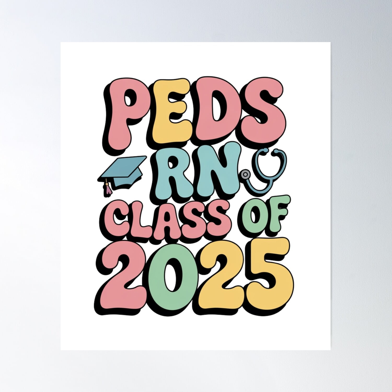 Peds Rn Class Of 2025 Pediatric Nurse Graduation Shirt With Cap And ...