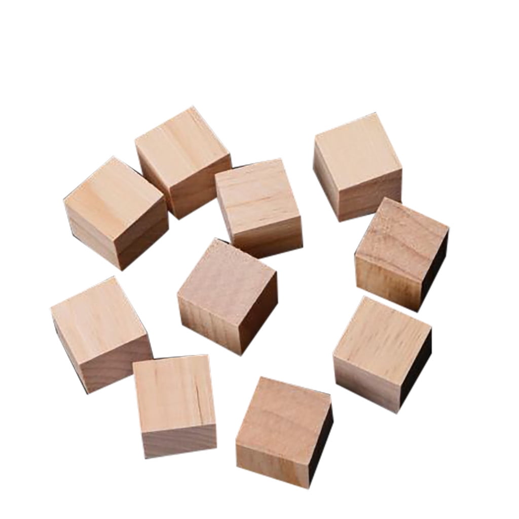 Pedty 1 Pack Of 10 25Mm Square Pine Wood Blocks,25 mm Wooden Square ...