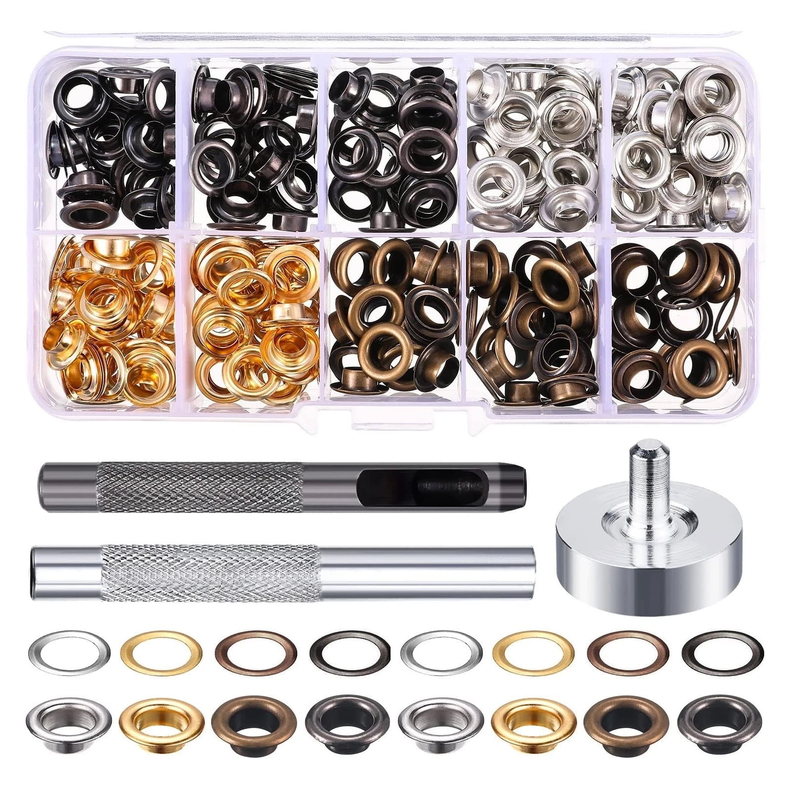 Pedty 200 Eyelet Set,Copper Grommet Kit,1/4 Inch Kit 200 Sets Eyelets ...