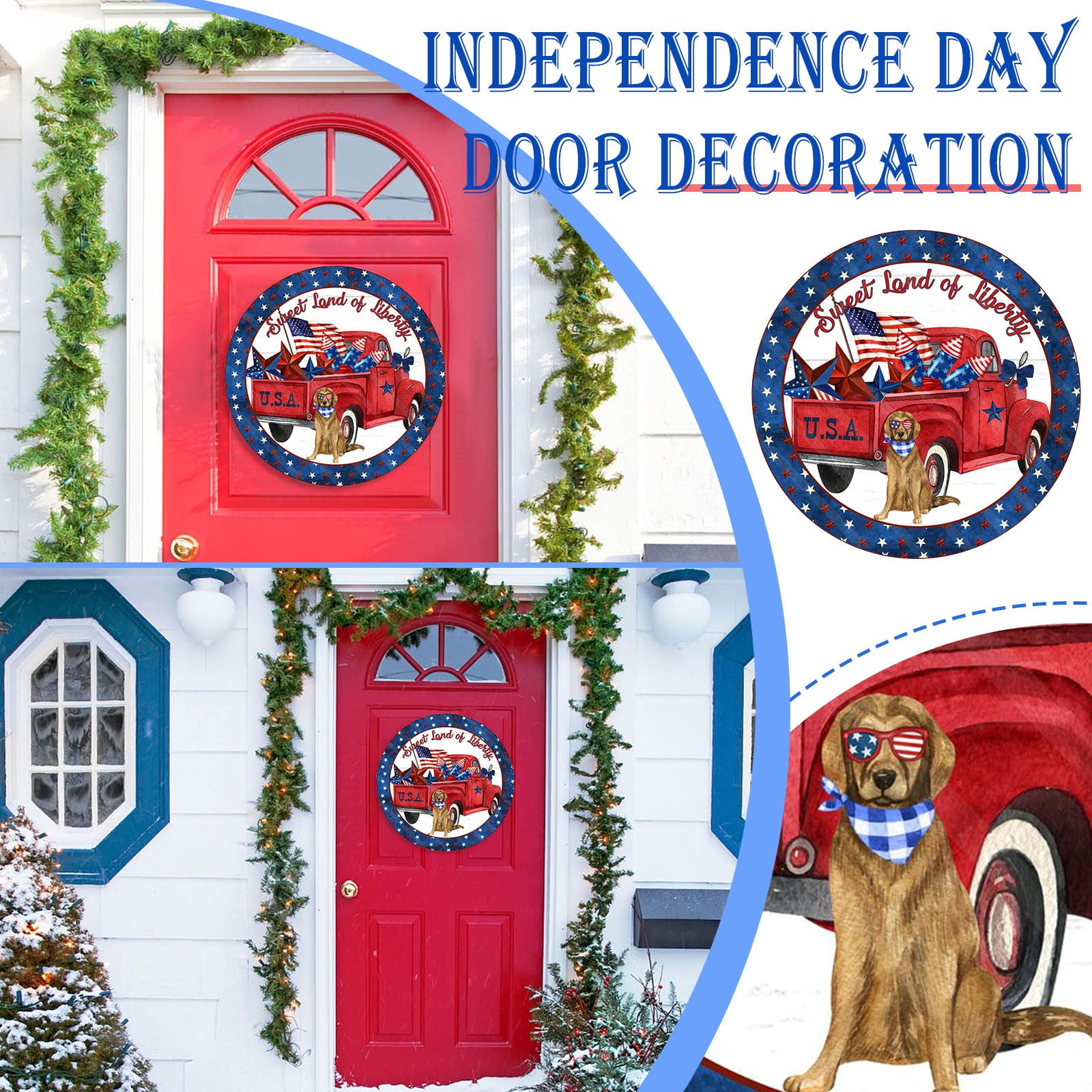 Pedty American Patriot July 4th Wreath,Wreath for Front Door,Welcome ...