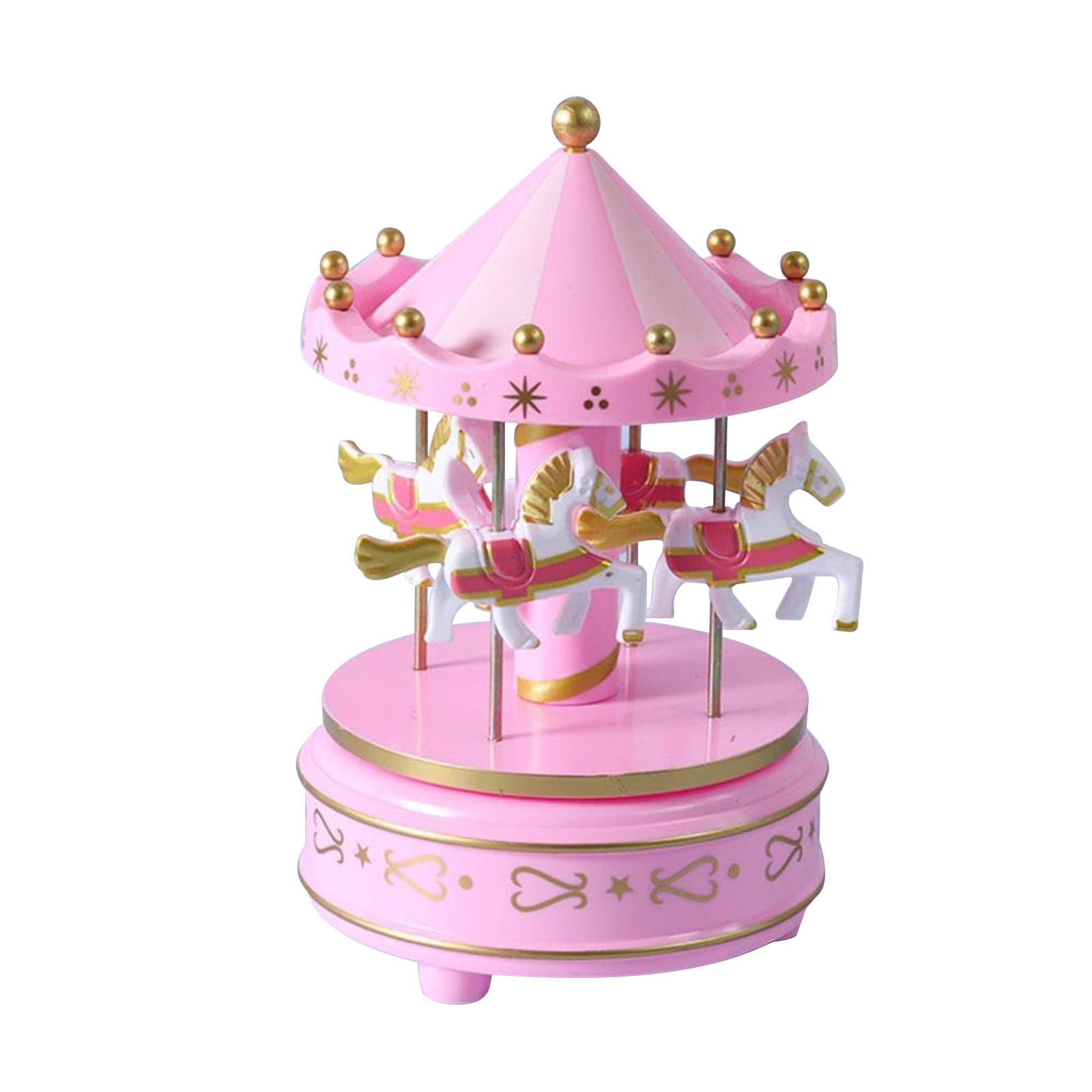 Pedty Carousel Music Box Cake topper Pink,Music Box for Kids 4 Horse ...