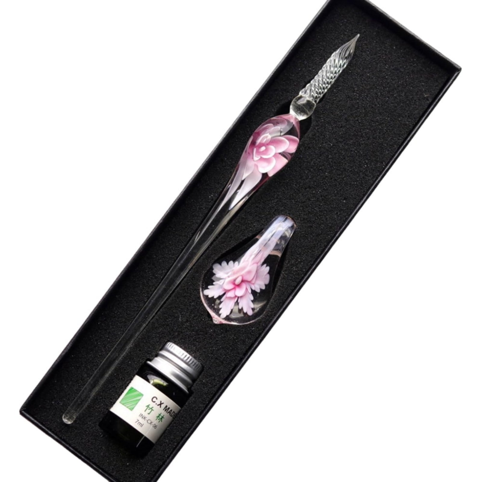 Pedty Glass Dip Pen Set,Ink Pen,10Ml Floral Vintage Glass Dip Pen ...