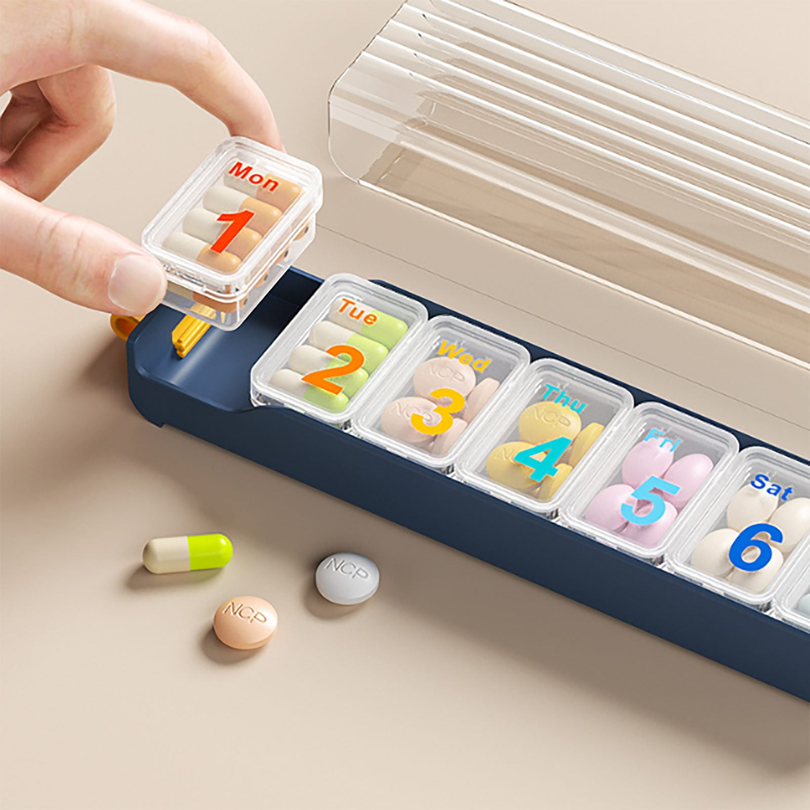 Pedty Portable 7 Day Storage Box With Partitioned Compartments for ...