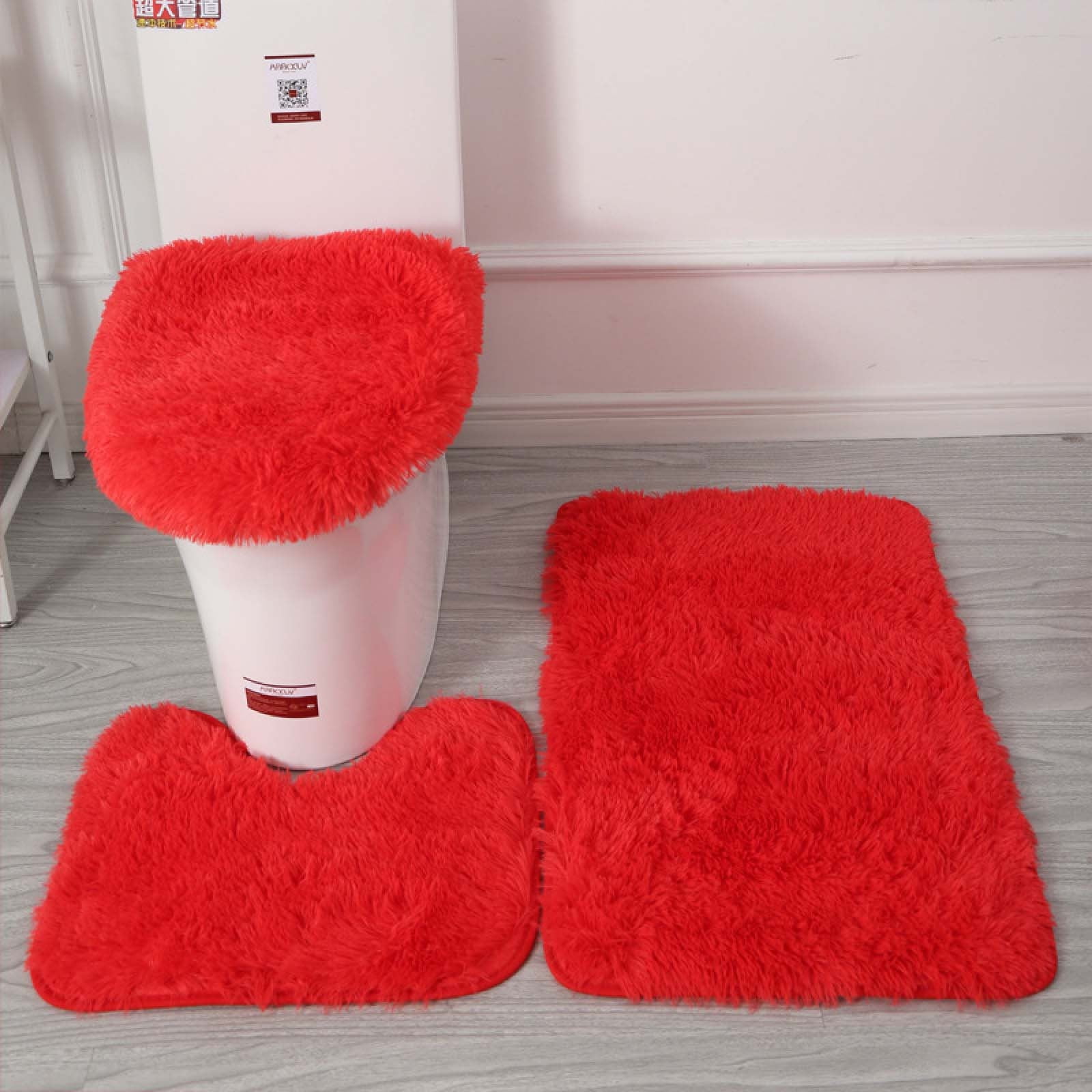 Pedty Toilet Mat Seat Cushion 3 Piece Bathroom Rug Set Super Soft ...