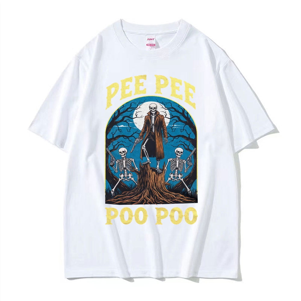 Pee Pee Poo Poo Cursed Meme Funny Skeleton Cotton Blend T-Shirt Unisex ...