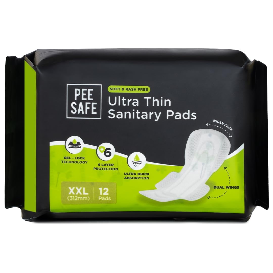 Pee Safe Ultra Thin Sanitary Pads For Women XXL 12 Pads For Rash Free ...