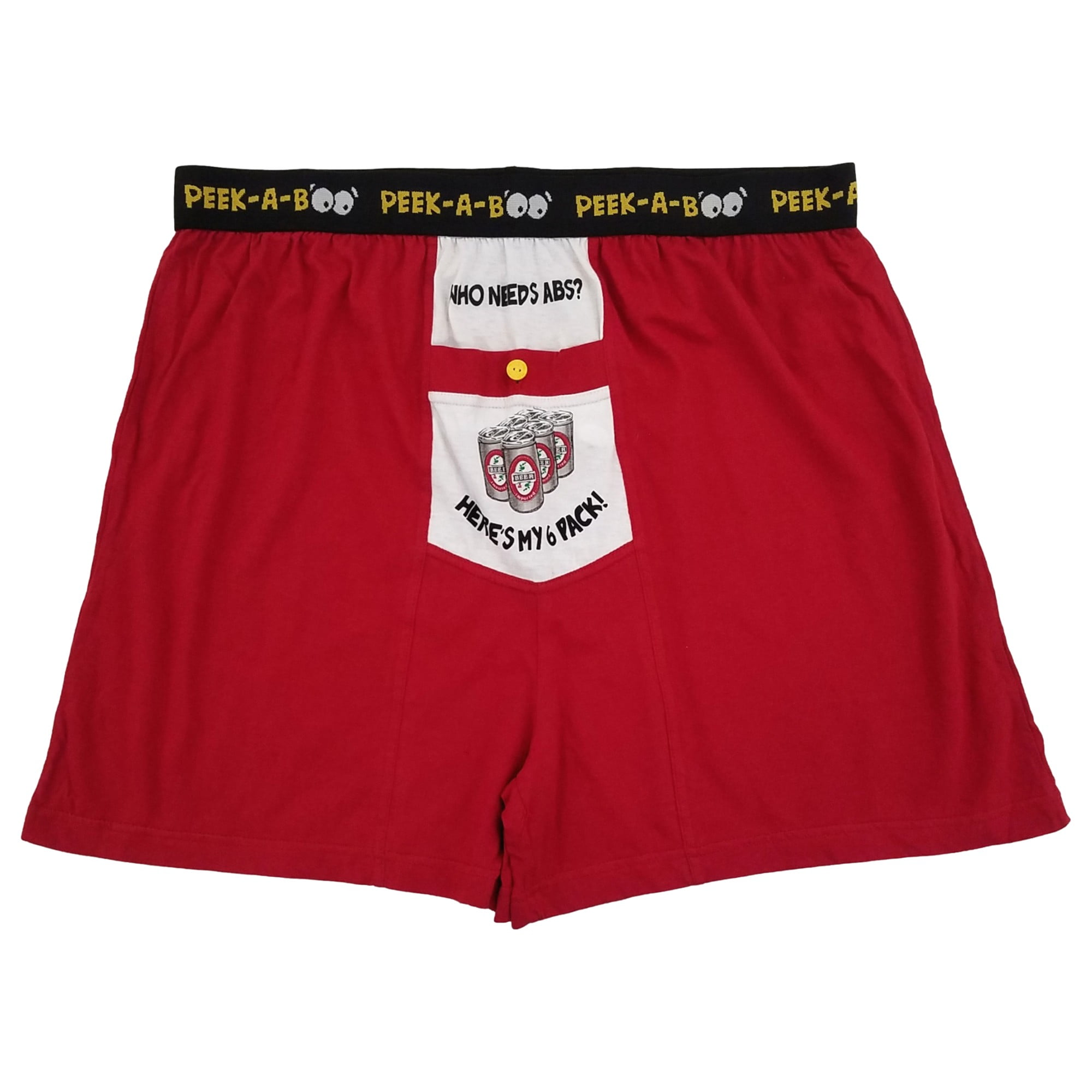 Peek-A-Boo Mens Red Who Needs Abs 6 Pack Underwear Boxers Boxer Shorts ...