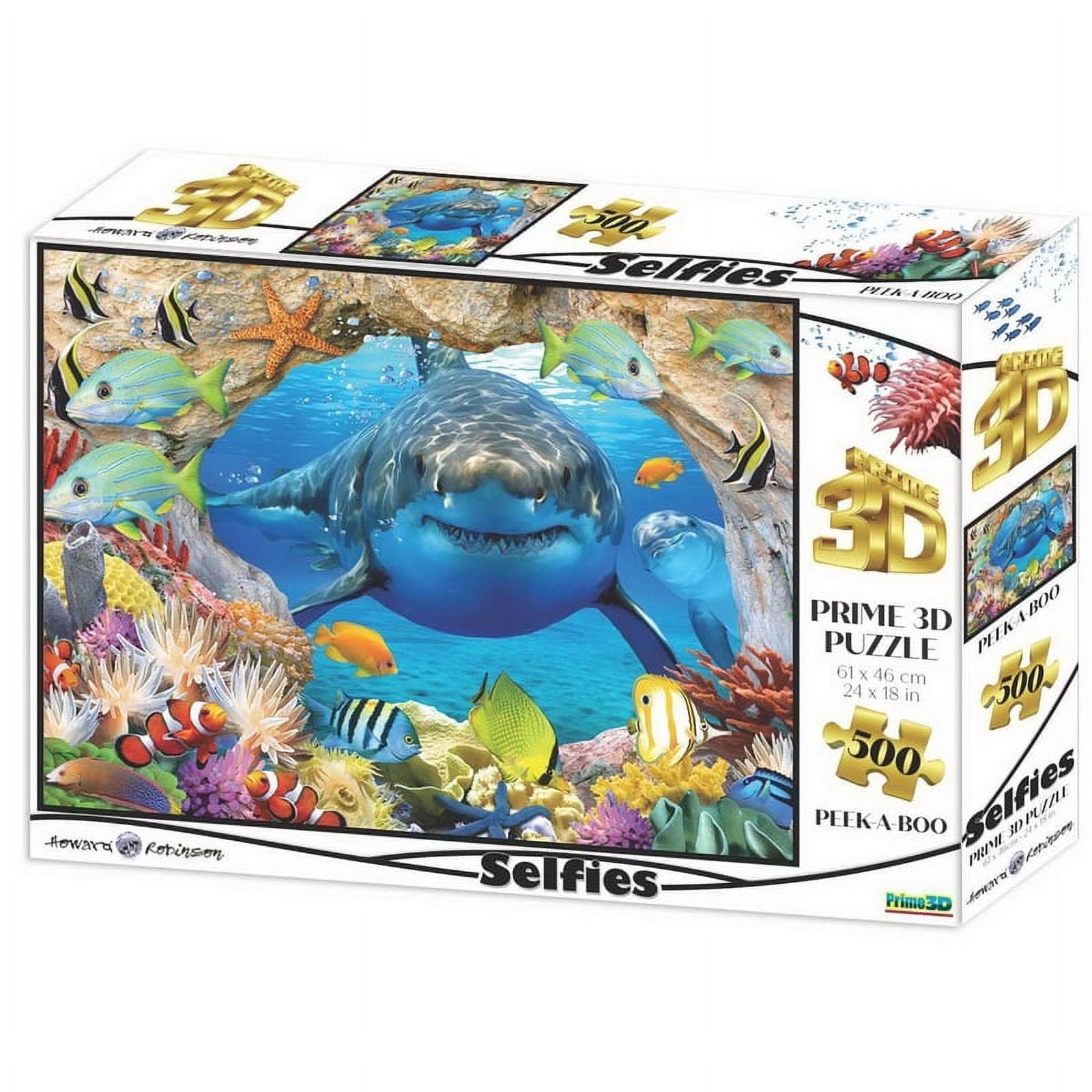 Peek-A Boo Shark in the Deep Blue Sea Super 3D 500 Piece Jigsaw Puzzle ...
