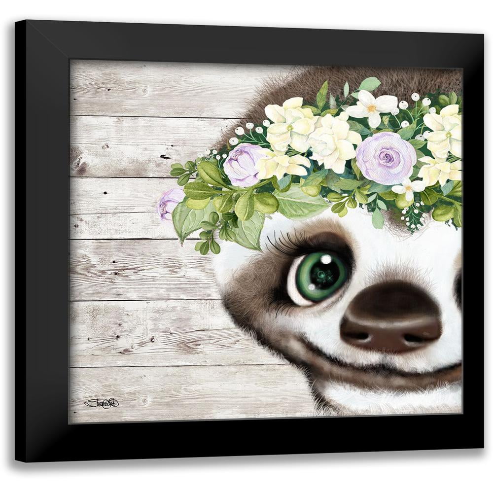 Peek a Boo Sweet Sloth 20x20 Black Modern Framed Museum Art Print ...