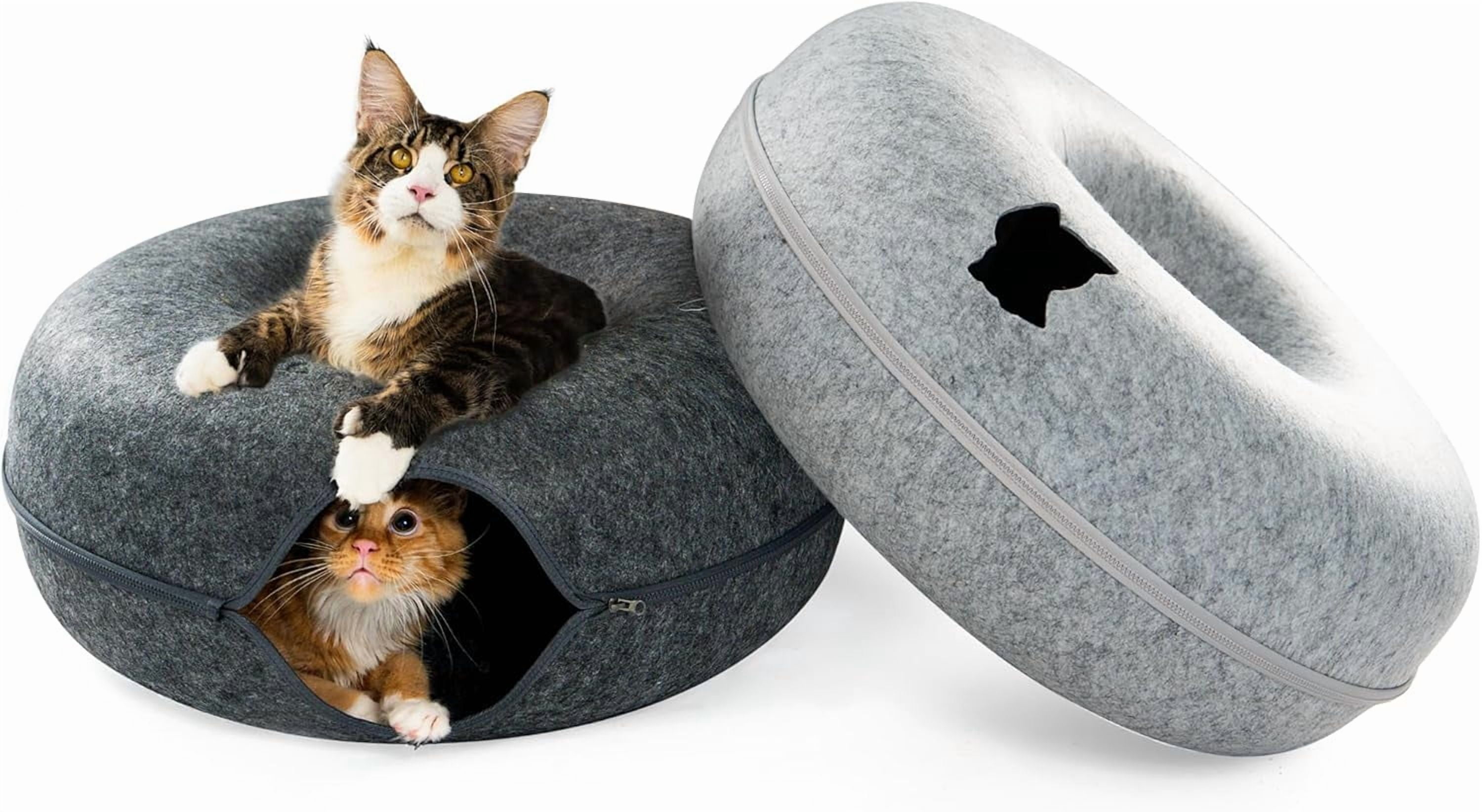 Peekaboo Cat Cave Duo Jumbo Set, Extra Spacious Cat Donut for Multiple ...