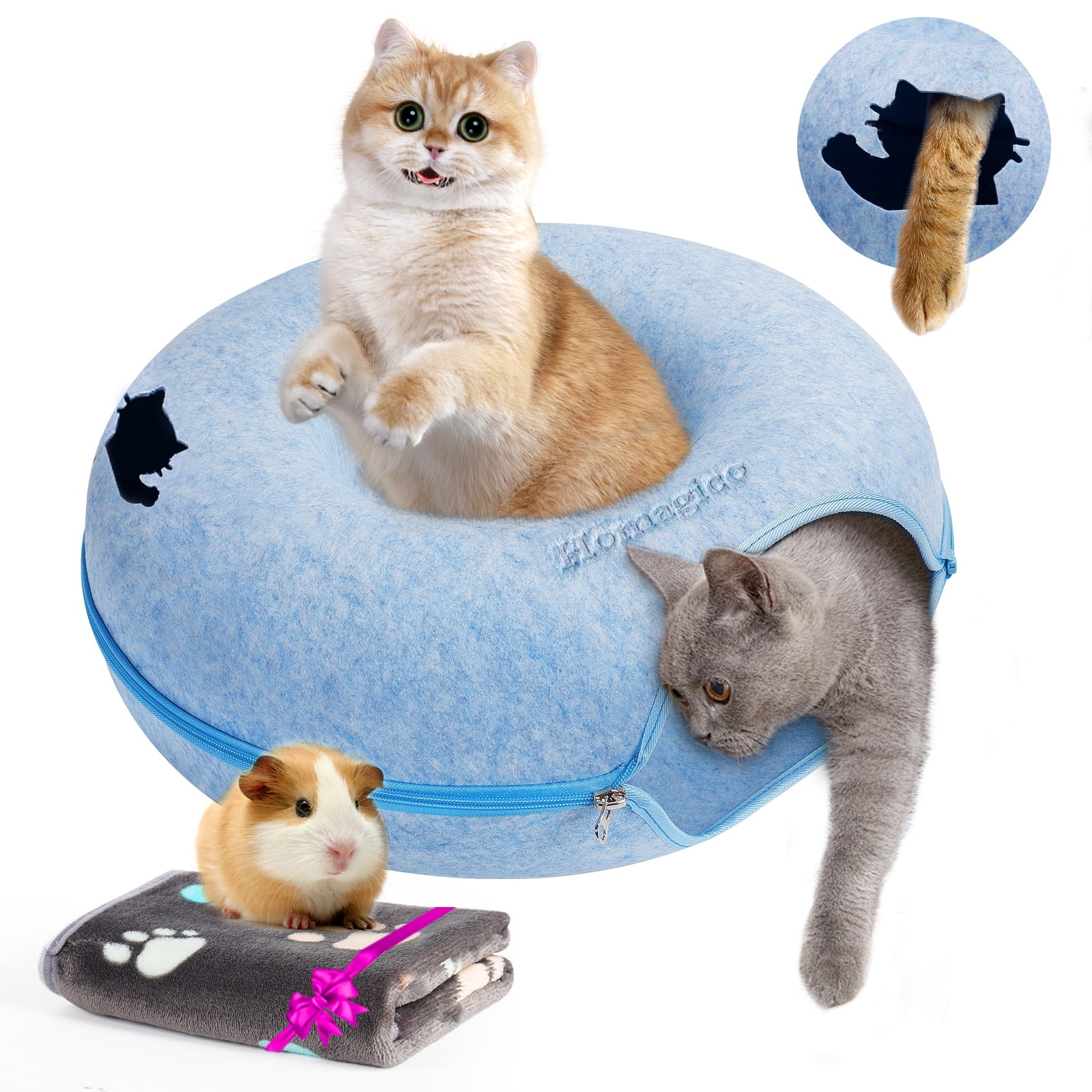 Peekaboo Cat Cave for Indoors Cats,Cat Dounut Cat Tunnel Bed,Hiding and Exploring Fun,Exercise ...