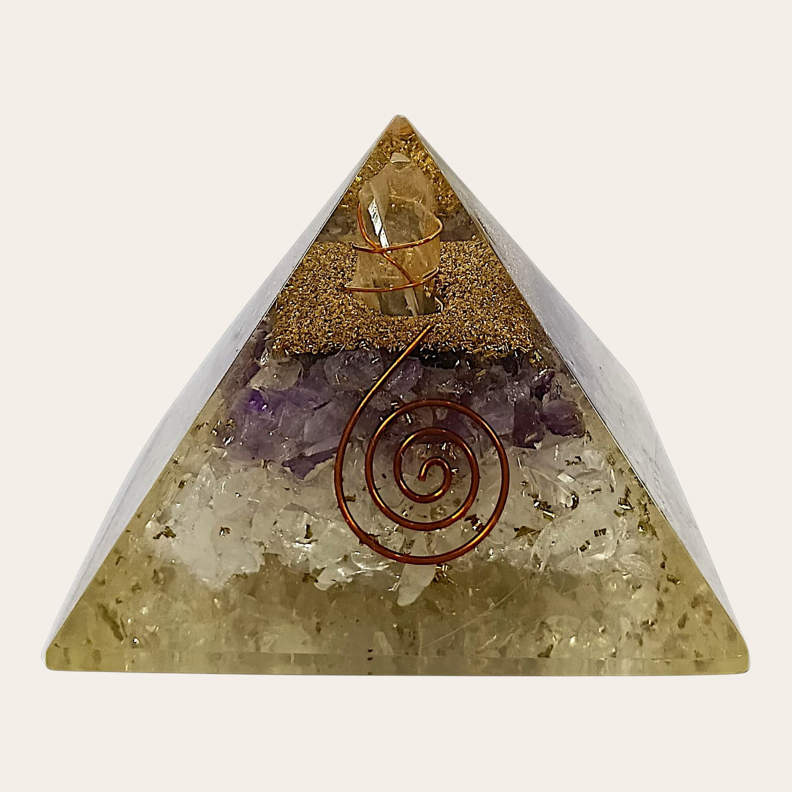 Peekdee Amethyst and Crystal Quartz Crystal Pyramid Healing Energy ...
