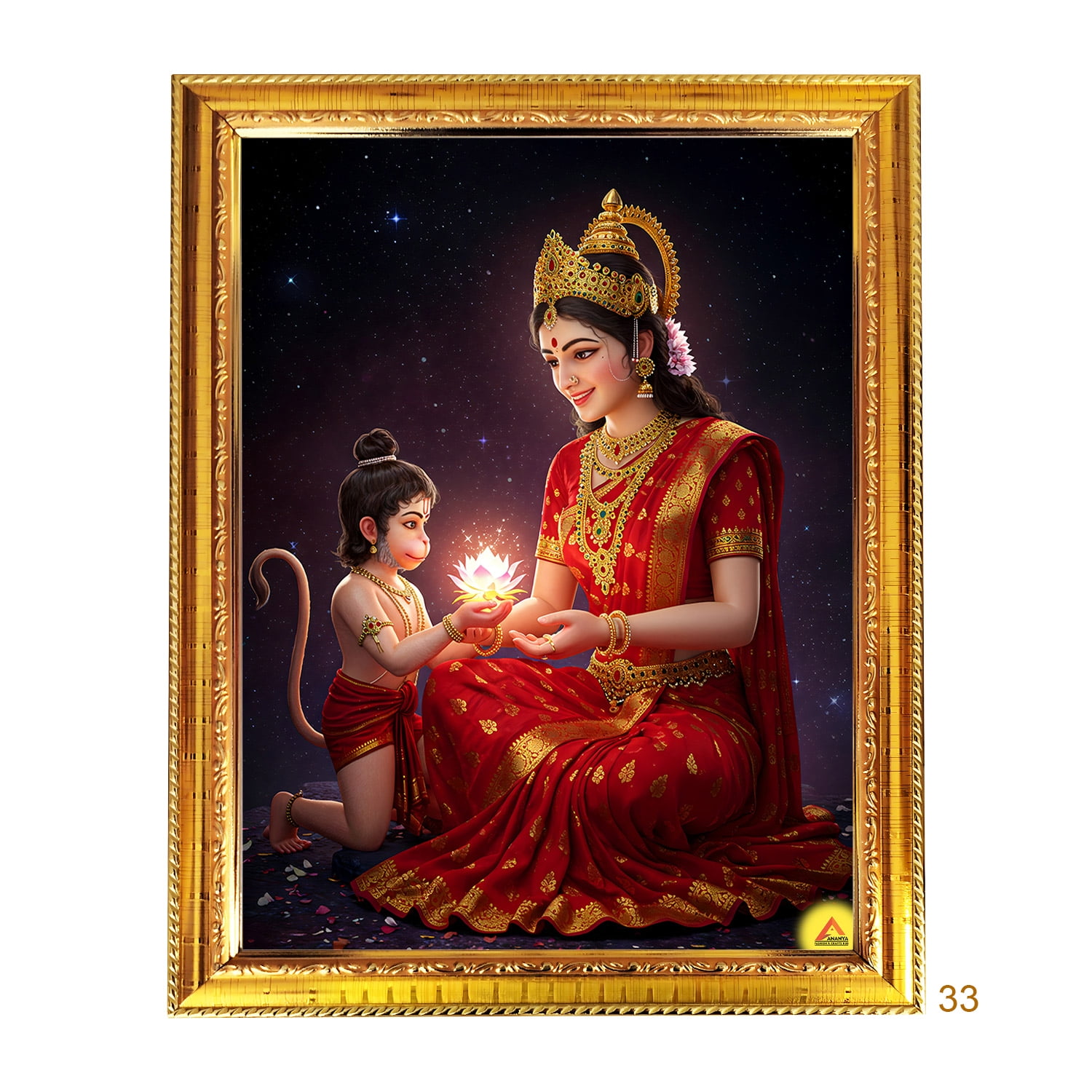 Peekdee Lord Anjanā with Bal Hanuman Photo Frame With Size 30 x 40 cm ...
