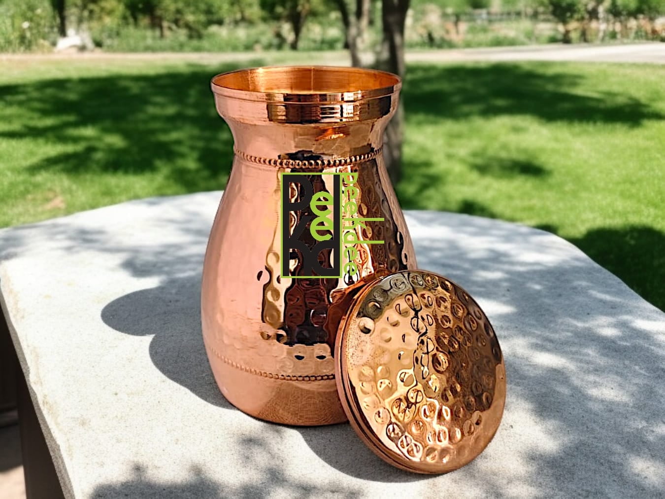 Peekdee Pure Copper Mini Bedroom Bottle With Lid 500 ml Hammered Design ...