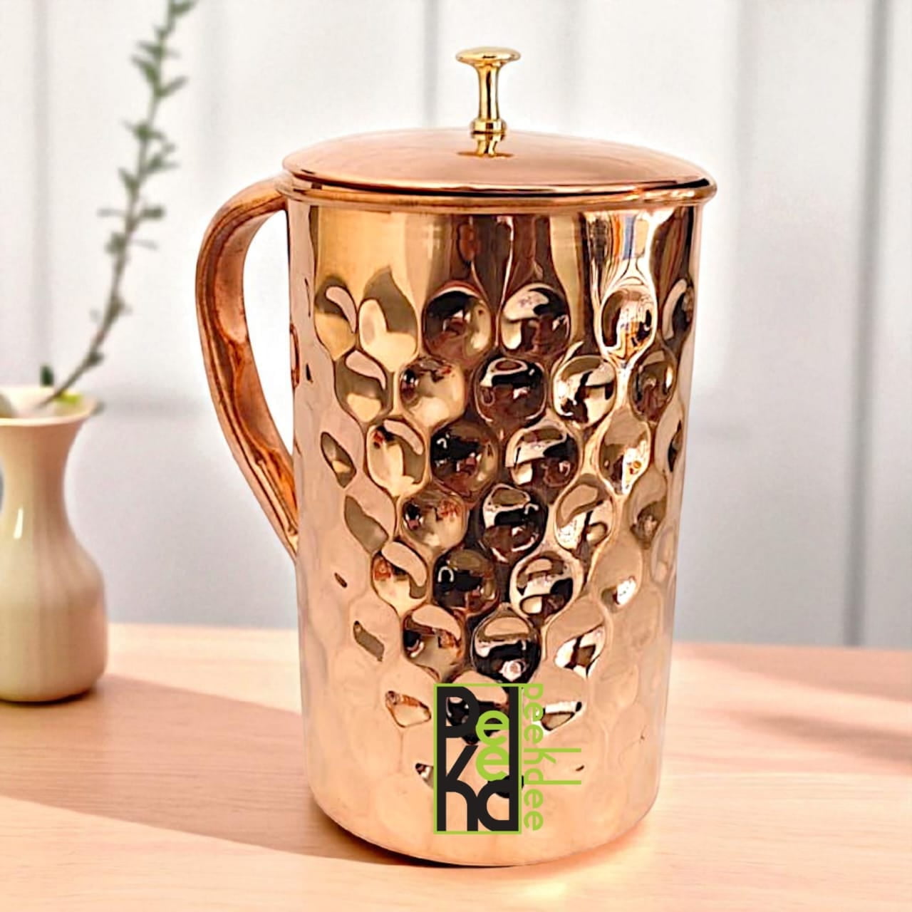 Peekdee Pure Copper Water Jug 1500 ml(1.5L) Diamond Cut Ayurveda Health ...
