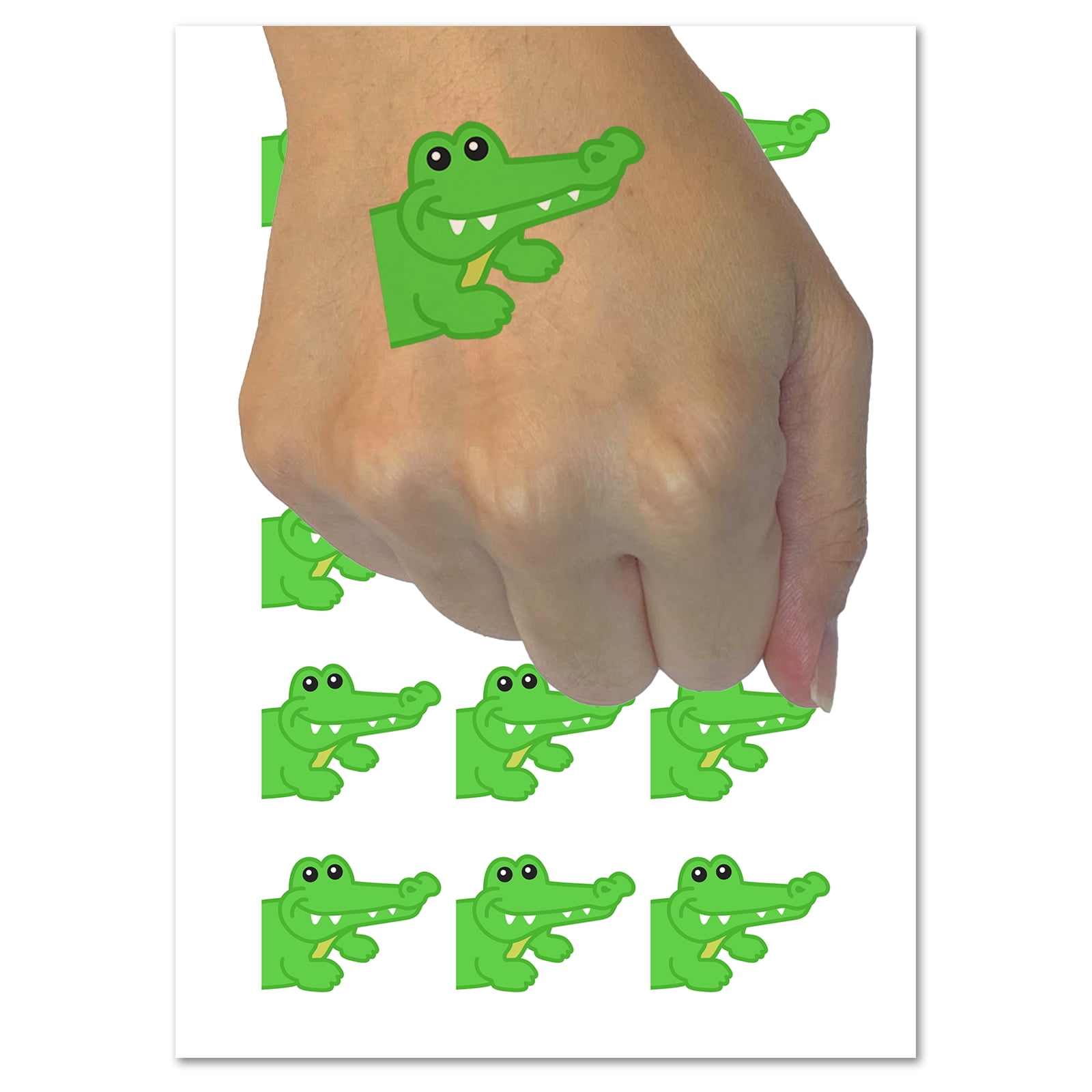 Peeking Alligator Water Resistant Temporary Tattoo Set Fake Body Art Collection - 15 2" Tattoos ...