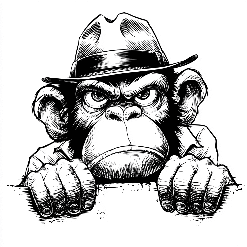 Peeking Angry Monkey Car Decal – Funny Detective Chimp Sticker – Cool ...
