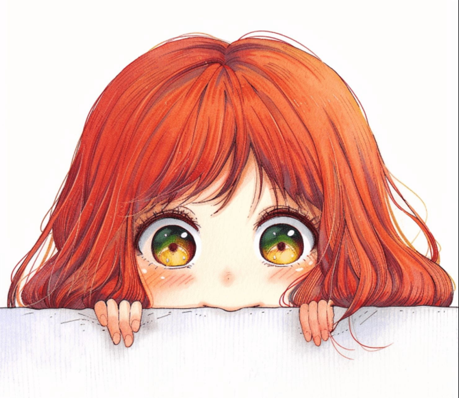 Peeking Anime Girl Car Decal, Japanese Cartoon Style of Cute Stickers ...