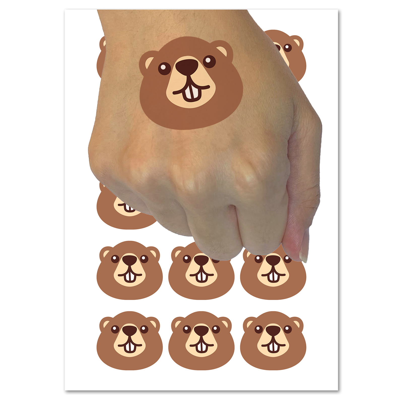 Peeking Beaver Water Resistant Temporary Tattoo Set Fake Body Art ...